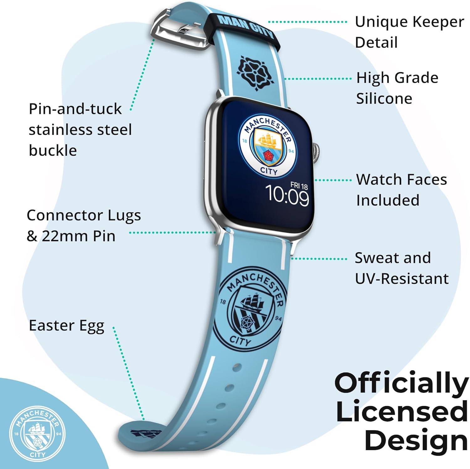 Correa de reloj inteligente con licencia oficial de la Manchester City ...