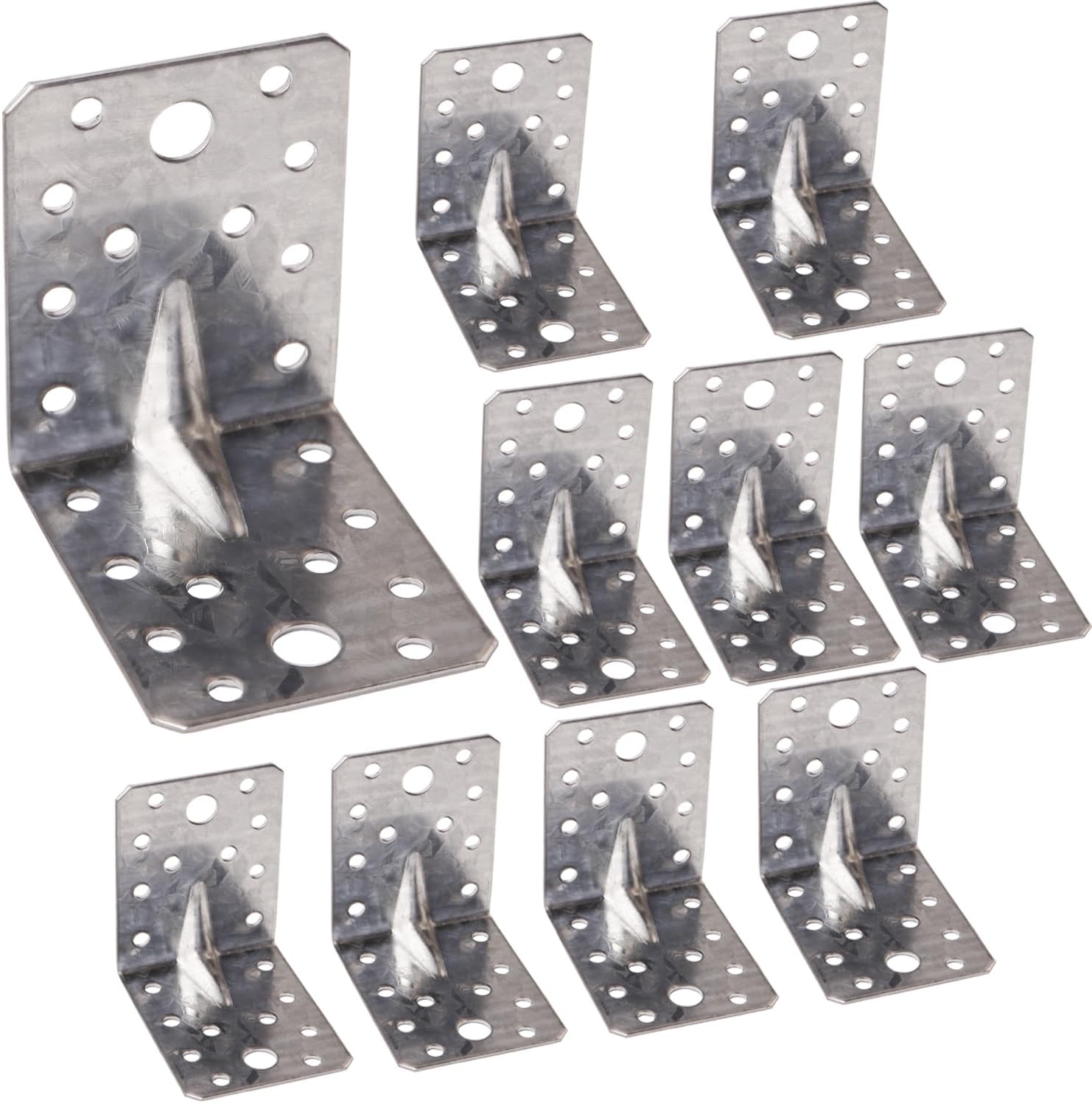 10 x Heavy Duty Steel L Braces Angle Brackets Angle Corner Brackets 70 ...