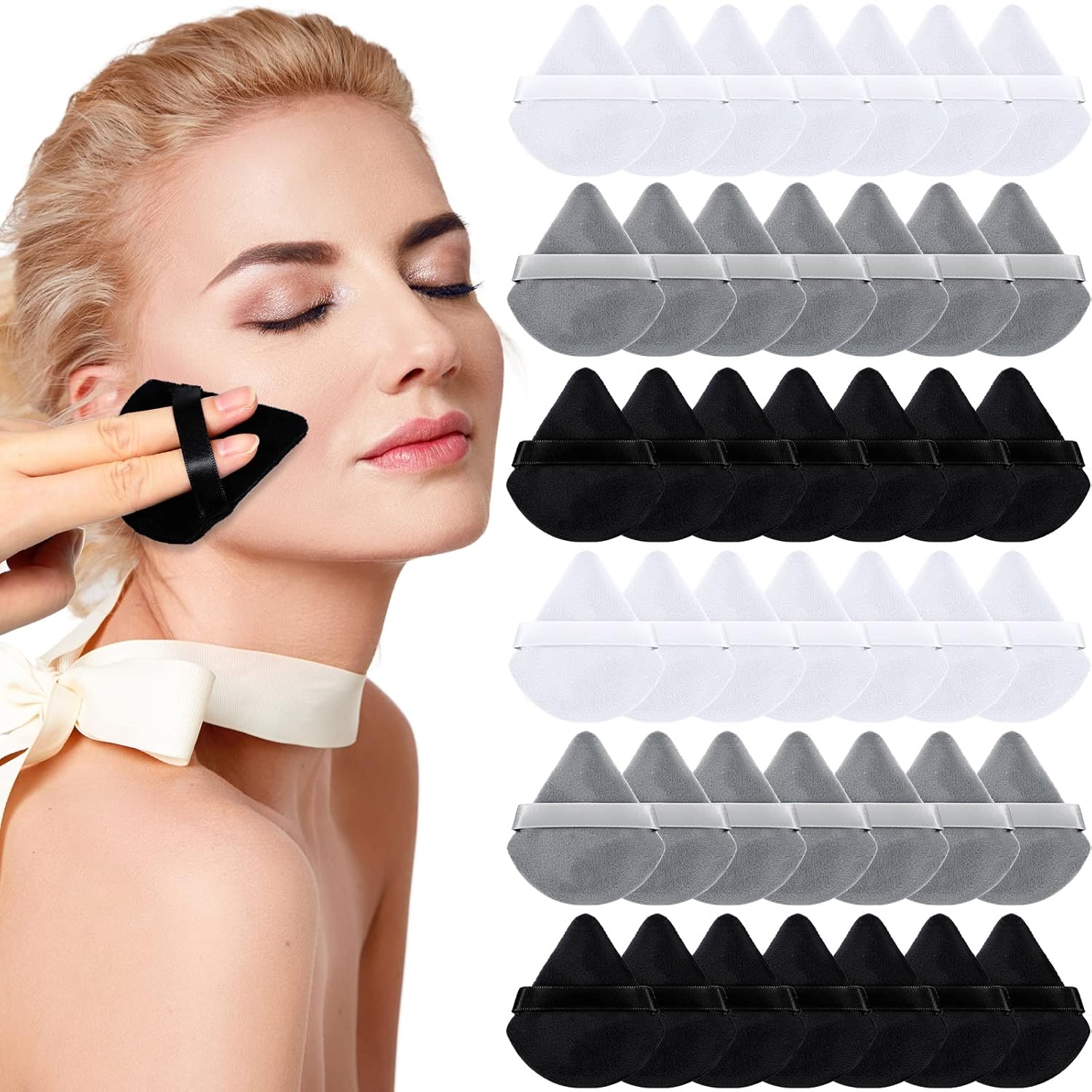Amazon.com : Meanplan 90 Pcs Powder Puff Face Soft Triangle Makeup Puff ...