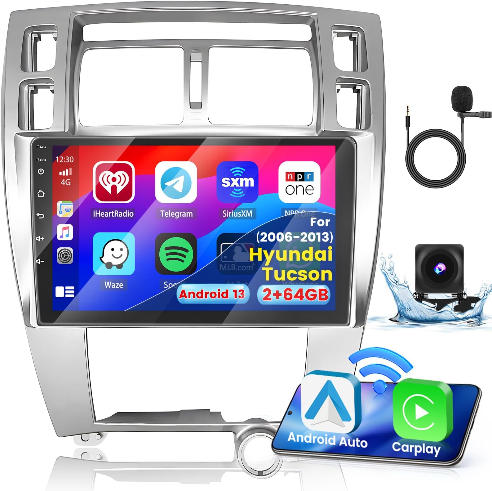 Amazon.com: Inefala 2+64G Android 13 CarPlay Car Stereo Radio for Hyundai Tucson 2006-2013, 10.1 ...