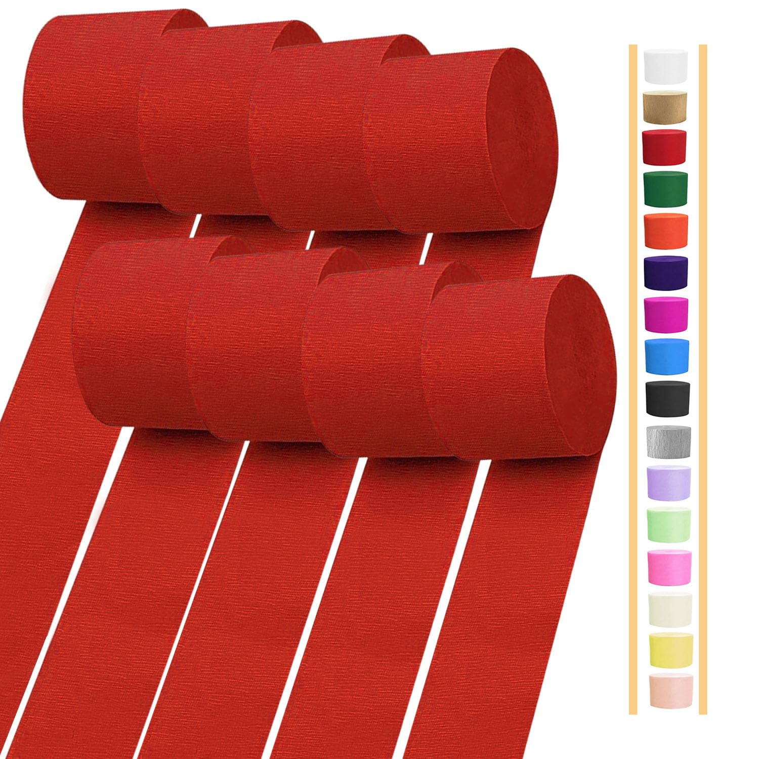 Amazon.com: Red Crepe Paper Streamers 8 Rolls, Party Streamers for ...
