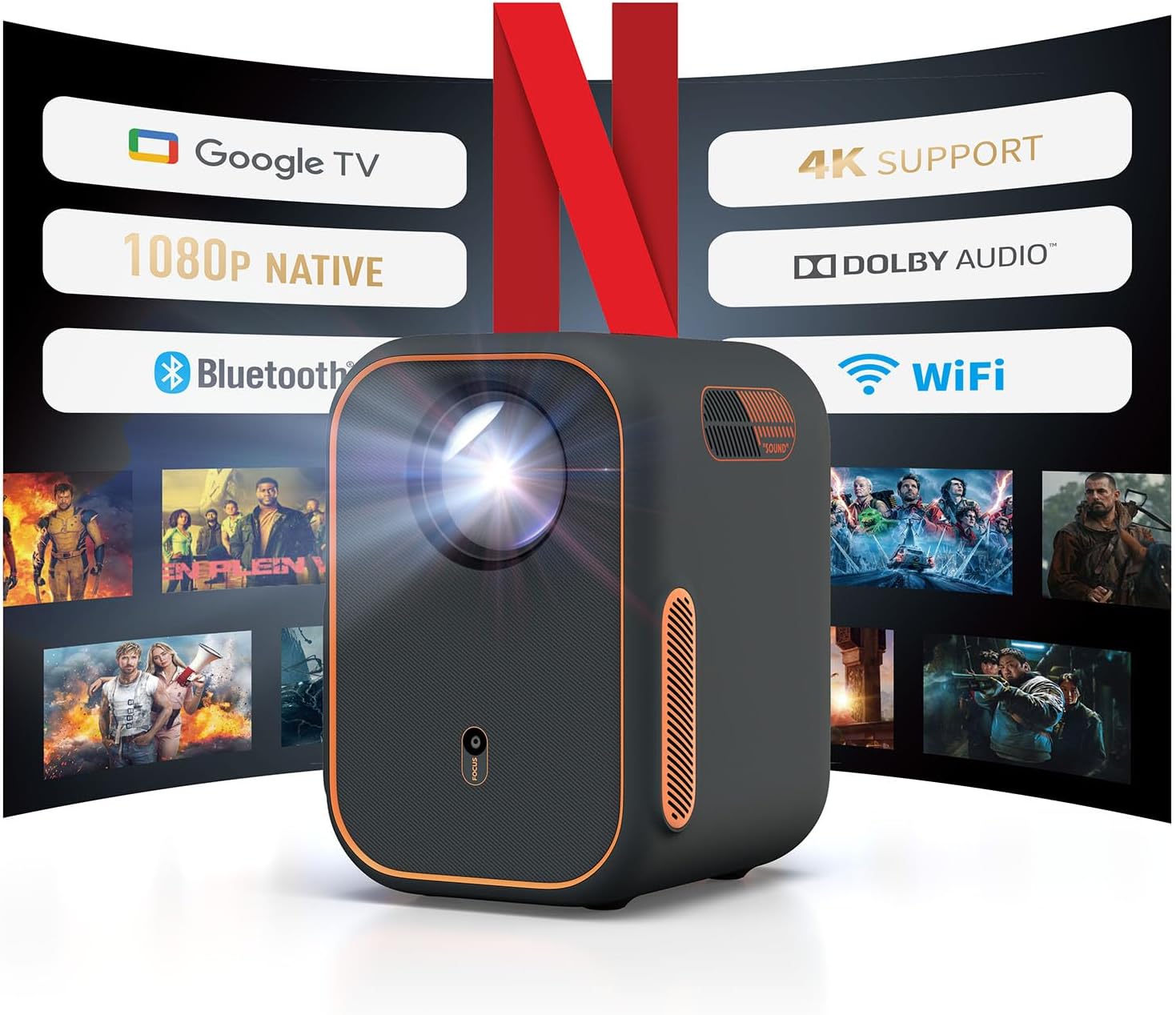 WEMAX Proyector de Google TV, Netflix con licencia oficial de 4K, mini ...