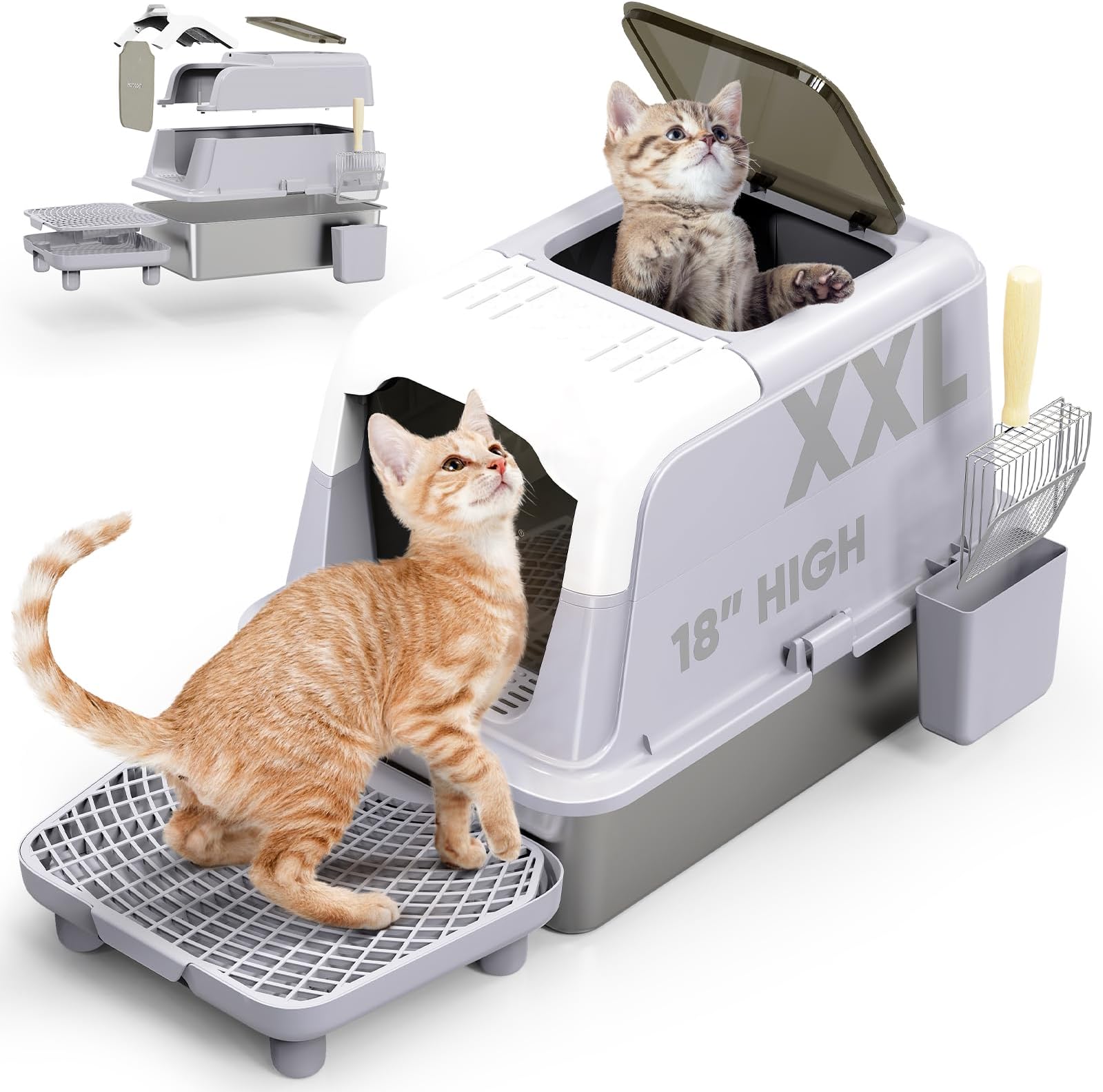 Amazon.com: Stainless Steel Litter Box with Lid Cat XXL Metal Front ...