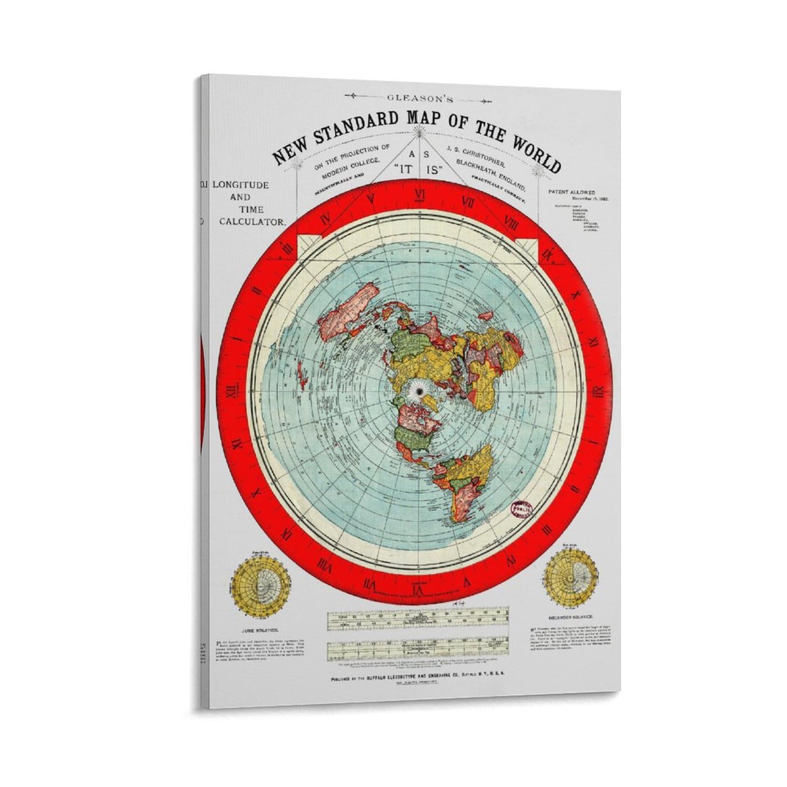 Amazon.com: GOUEH Alexander Gleason New Standard World Map - 1892 Flat ...