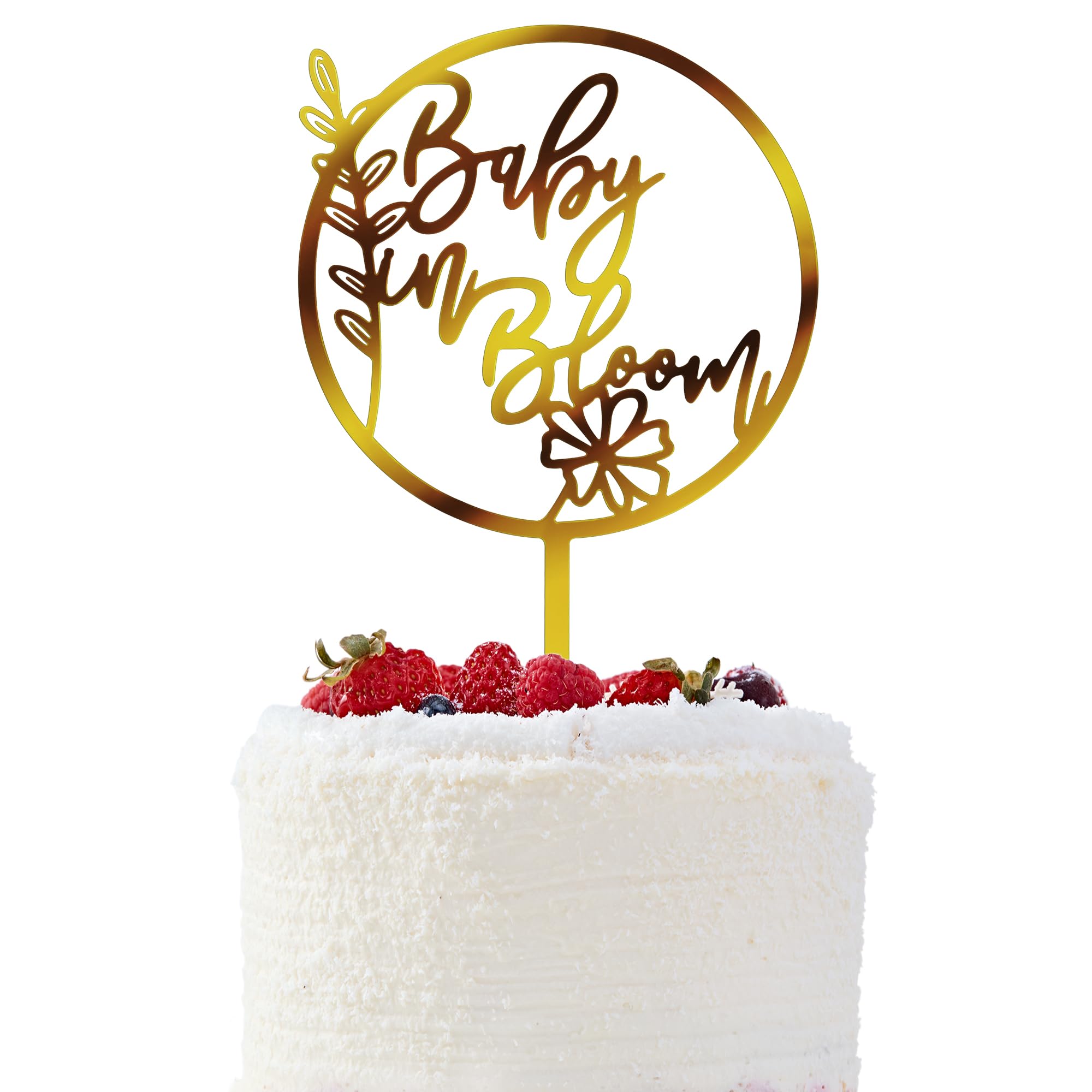 Snapklik.com : Baby In Bloom Cake Topper Gold Acrylic Flower Theme Baby ...
