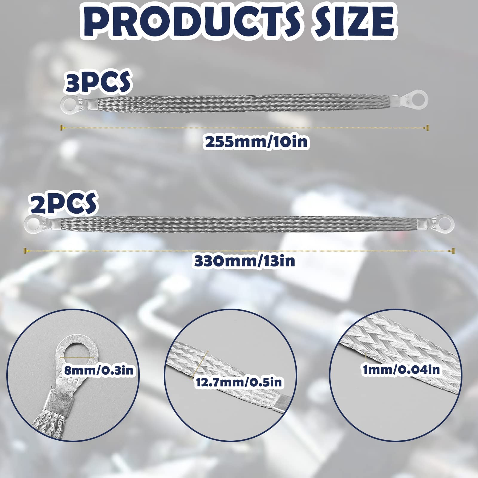 Snapklik.com : Ground Straps Automotive, 3Pcs 10" X 1/2" & 2 Pcs 13" X ...