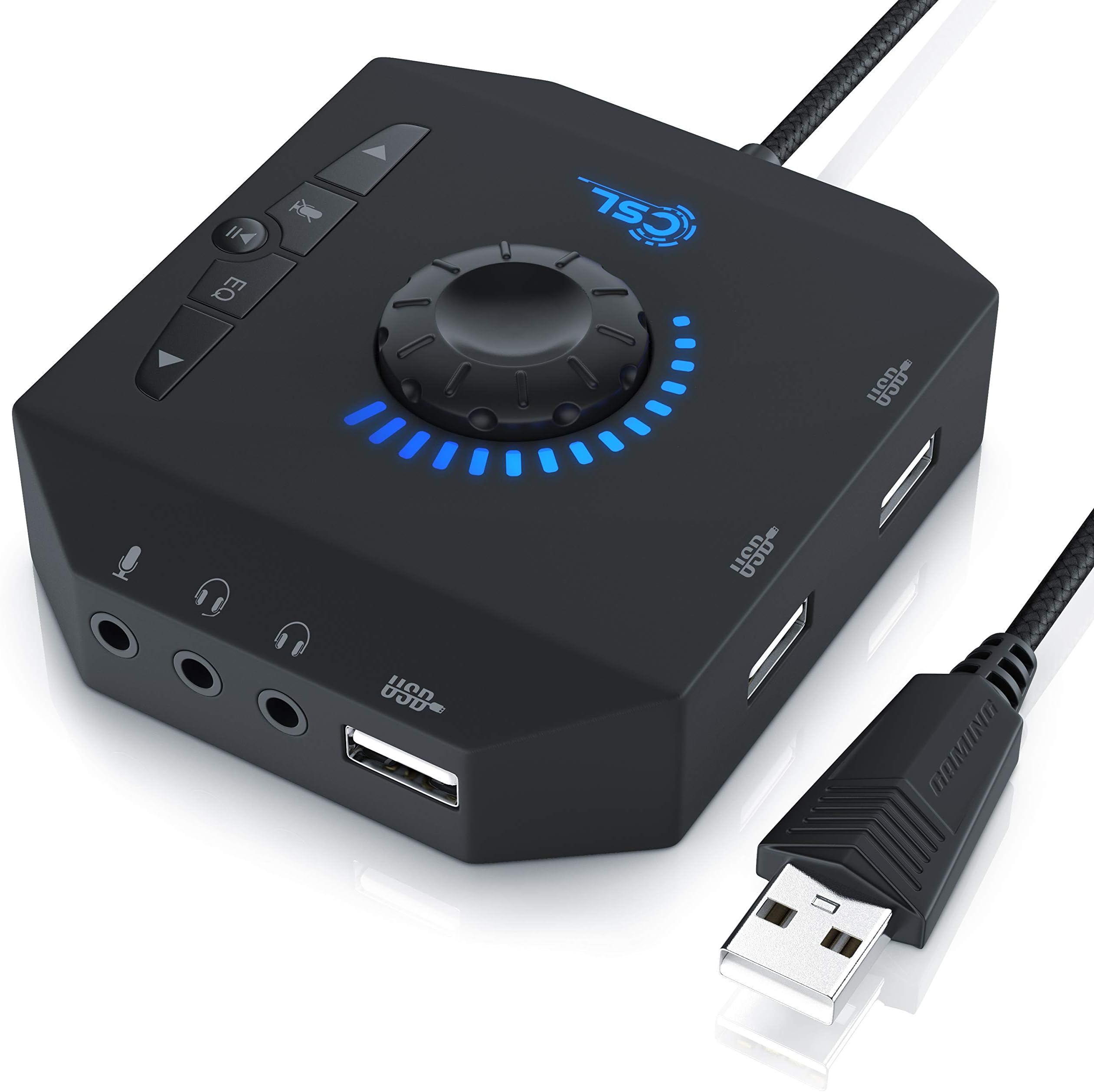 CSL External USB Sound Card - Volume Control, Headset/Headphone/Mic ...
