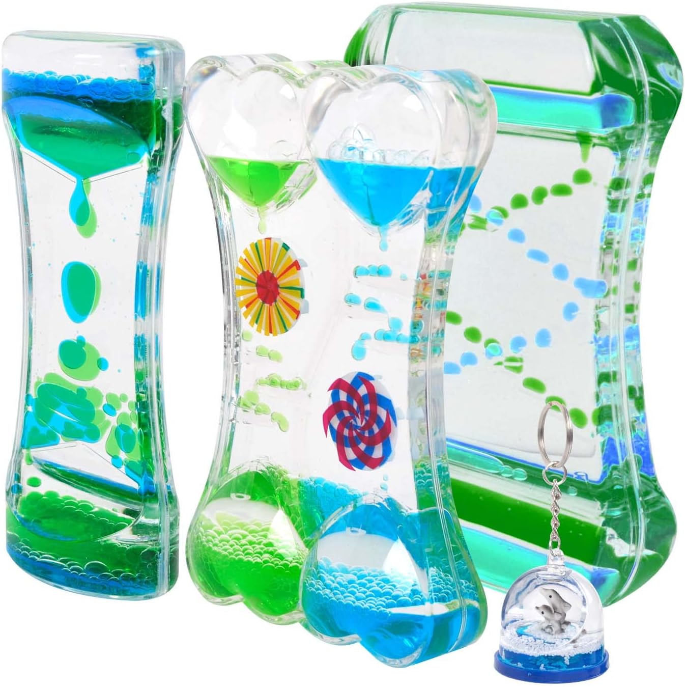 Guttox Sensory Liquid Motion Timer,3Pack Oil Drop Acrylic Hourglass ...