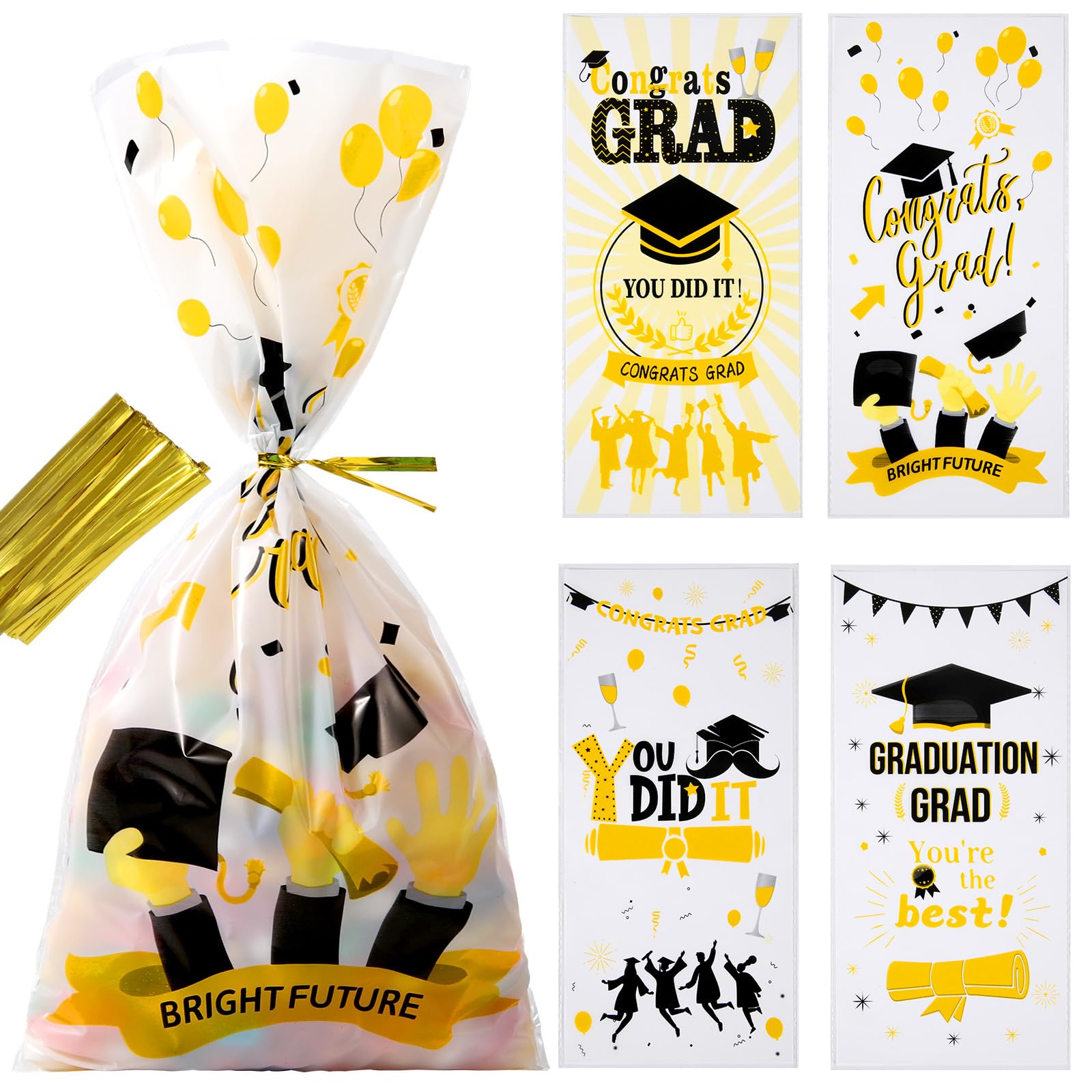 Amazon.com: Artby7 50 Pack Congrats Grad Goodie Bags, Graduation Candy ...