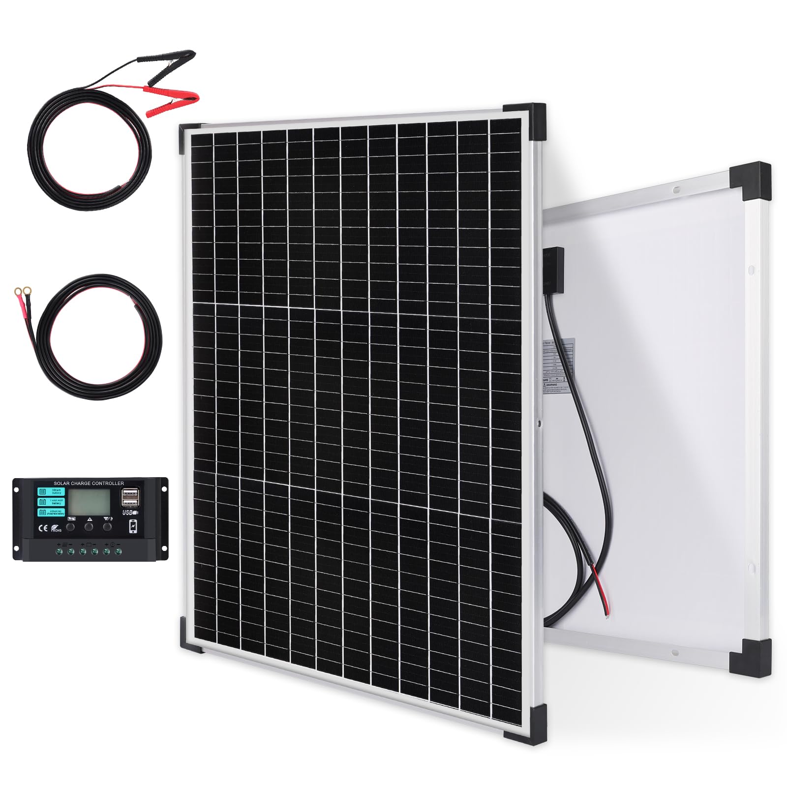 DYVIAHOME 50W Solar Panel Kit 12V Monocrystalline Battery Maintainer ...
