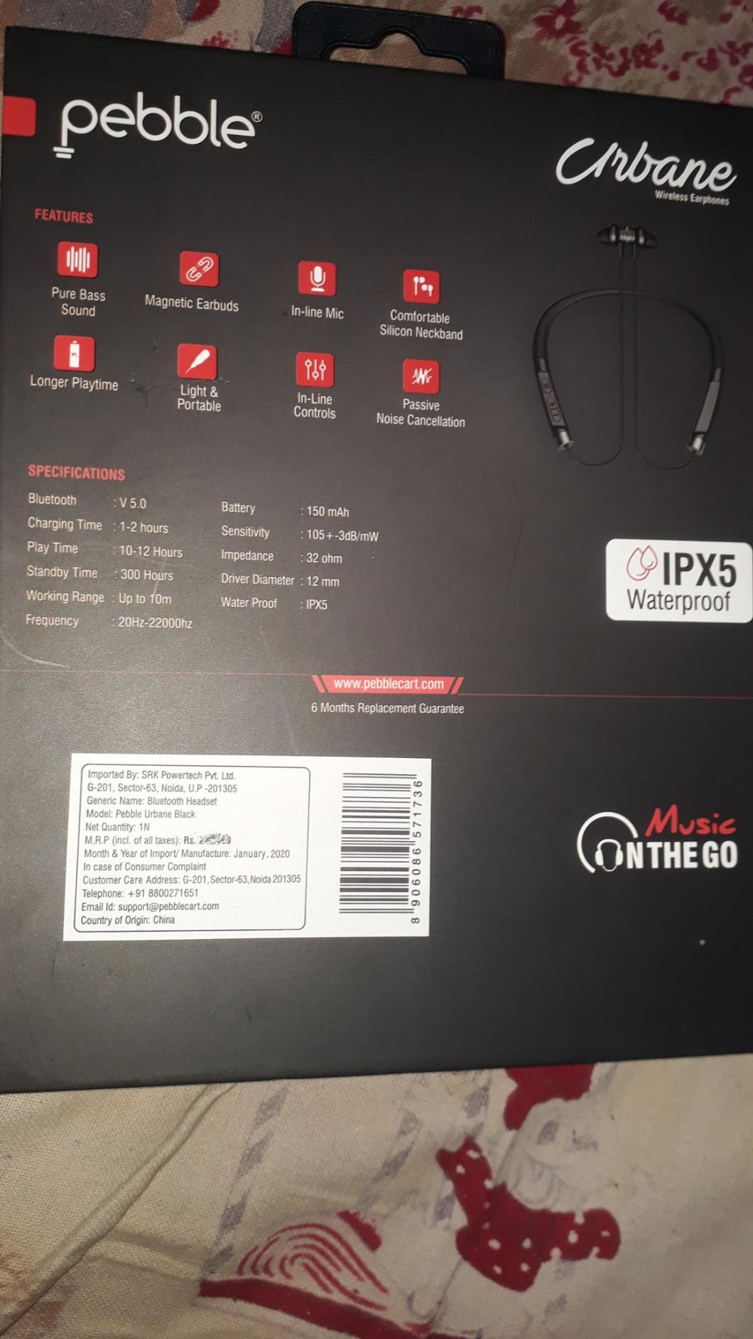 Pebble Urbane Bluetooth Wireless Neckband Earphone with deep bass ...