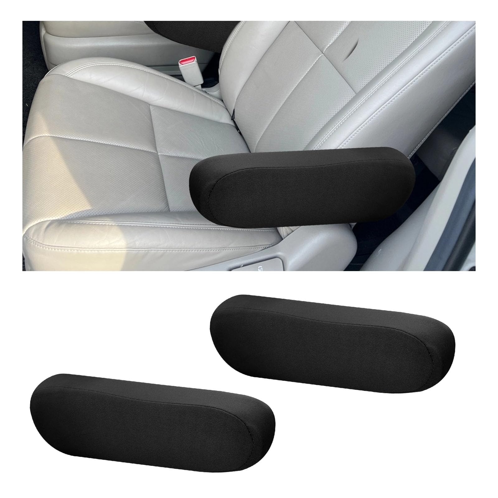 2 PCS Car Front Seat Armrest Covers, Soft Elastic Fabric Auto Arm Rest ...