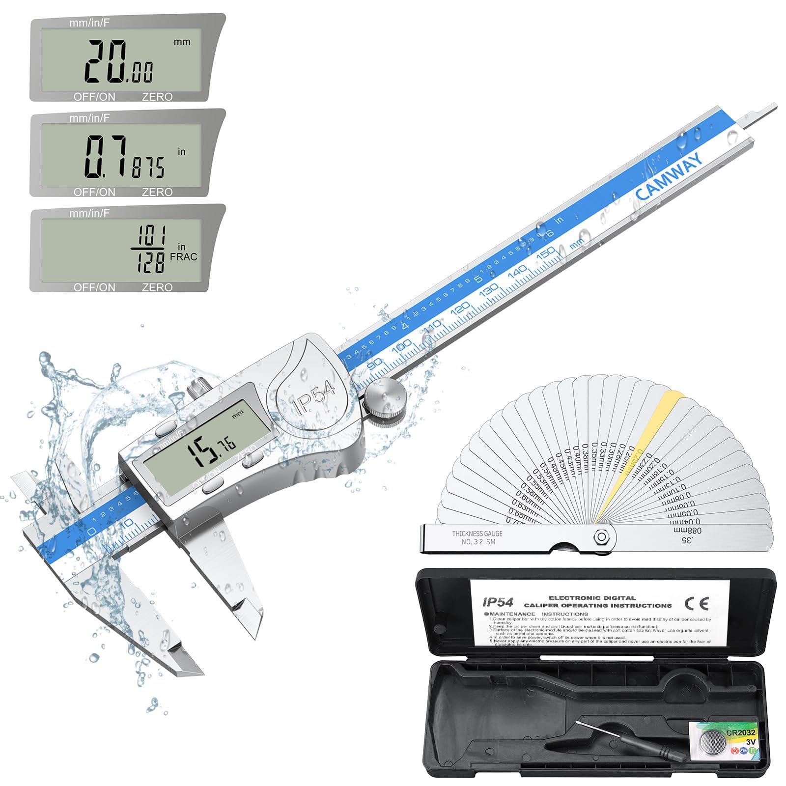 Buy CAMWAYDigital Caliper Waterproof, 150 mm/6 Inch Digital Vernier ...