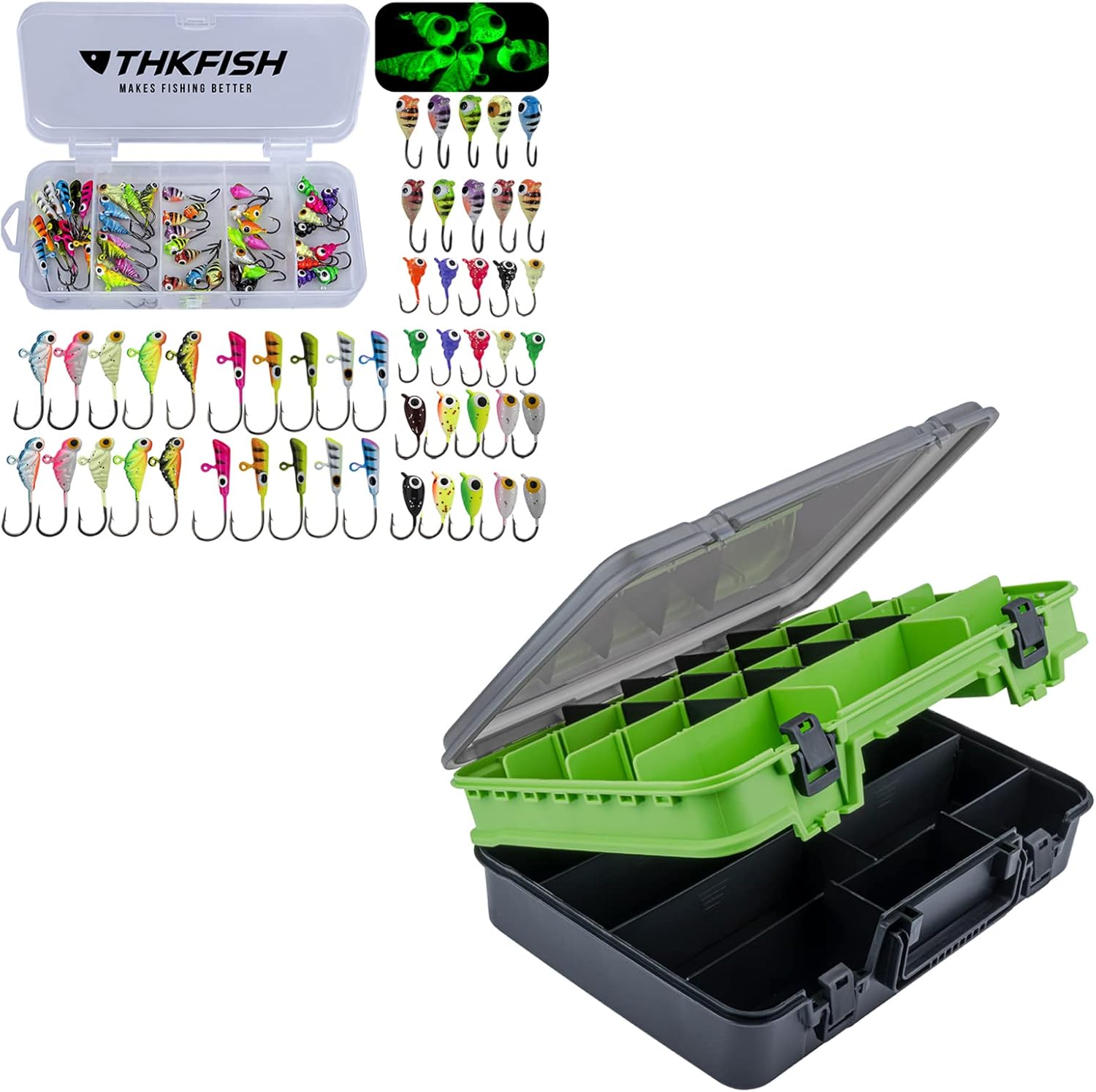 Amazon.com : THKFISH Ice Fishing Jigs Ice Fishing Lures A-50PCS+THKFISH ...