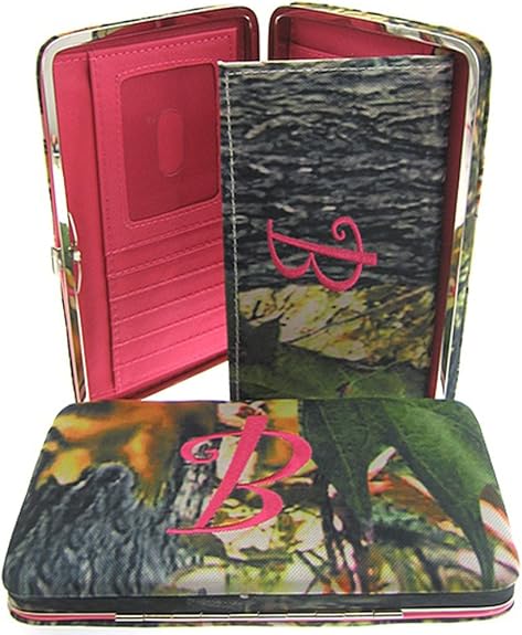 Amazon.com: Canvas Camo Print Initial Flat Clutch Wallet - You Choose ...
