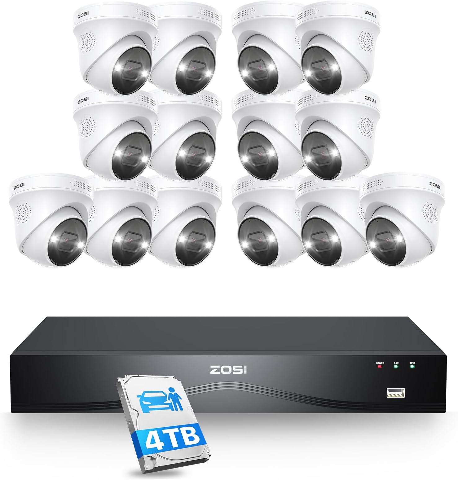 Amazon.com : ZOSI 4K PoE Security Camera System,16 Port 24CH 8MP Dual ...