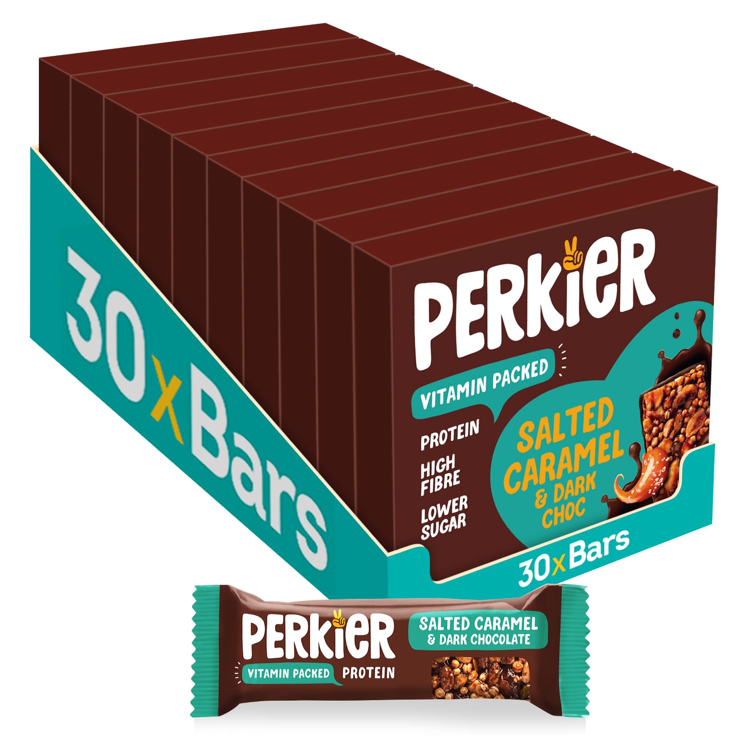 Perkier Salted Caramel & Dark Chocolate Snack Bars (30 Pack) – Vegan ...