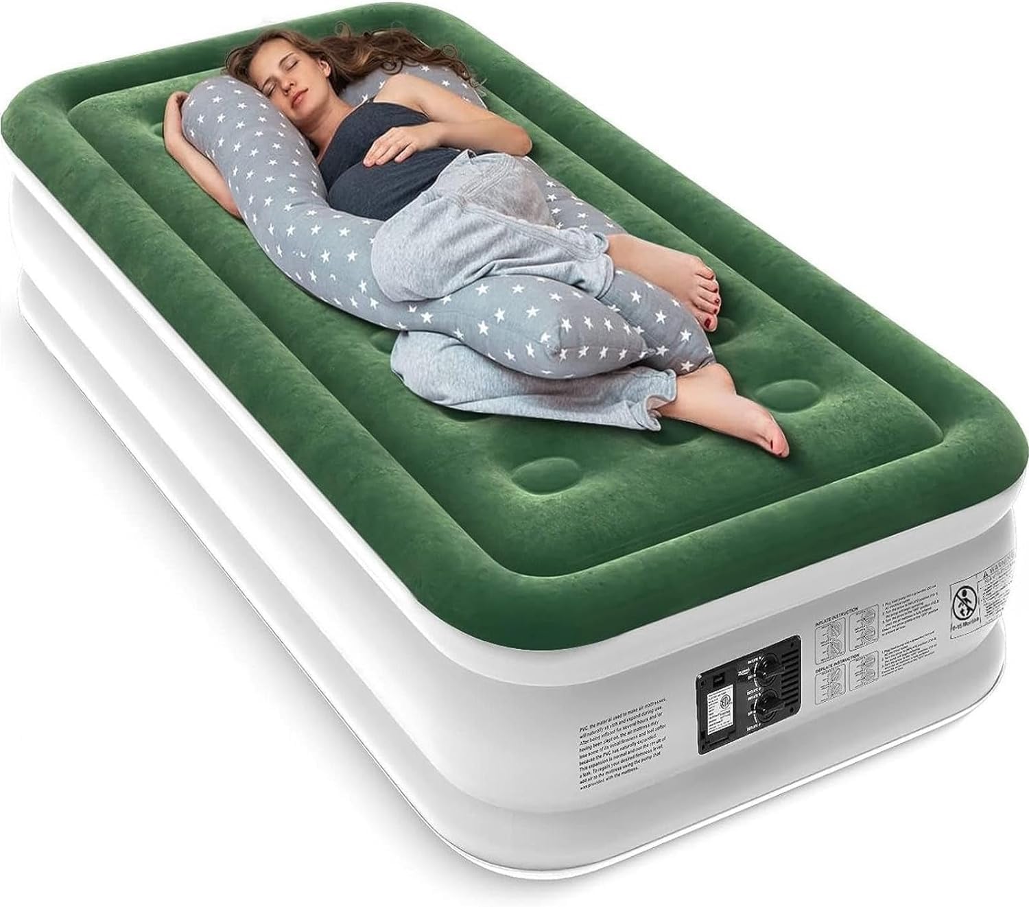 Zearna 190x100x40cm Single Inflatable bed, Air Mattress with Built-in ...
