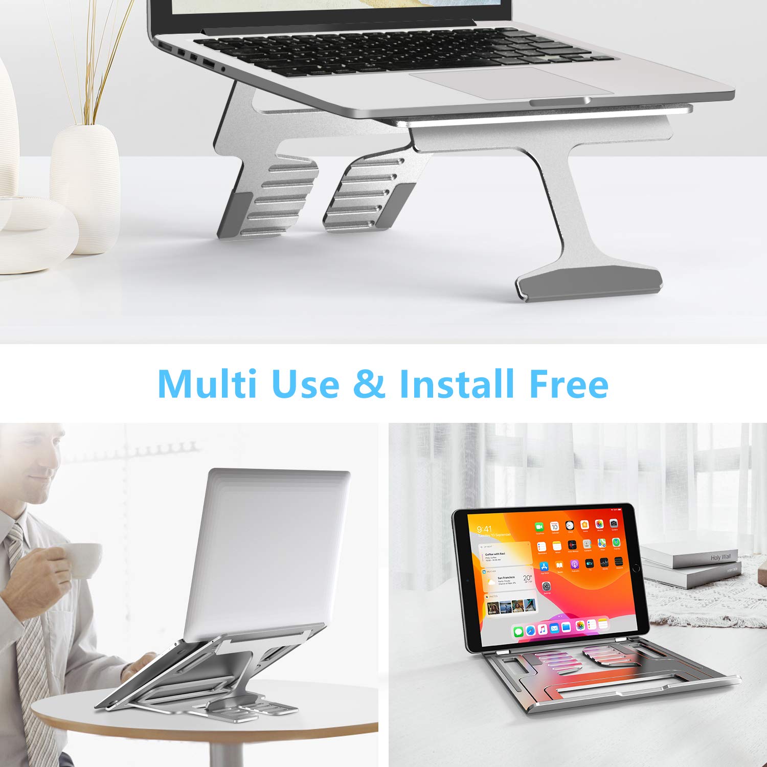 Snapklik.com : iVoler 2 In 1 Laptop Riser Stand, 6 Angles, 3 Folding ...
