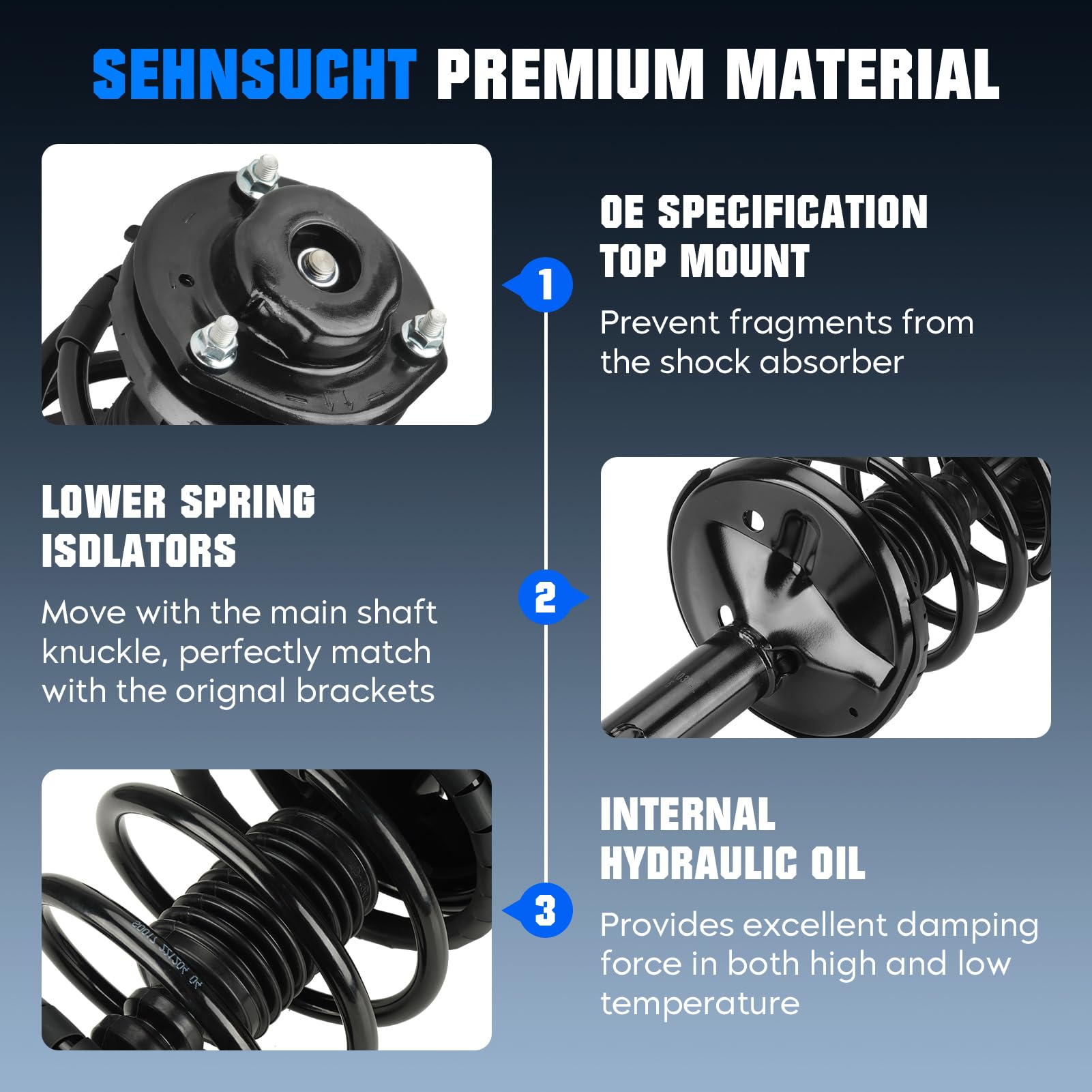 Front Complete Coil Spring Strut Shock Absorber Fit for Toyota Camry 2 ...