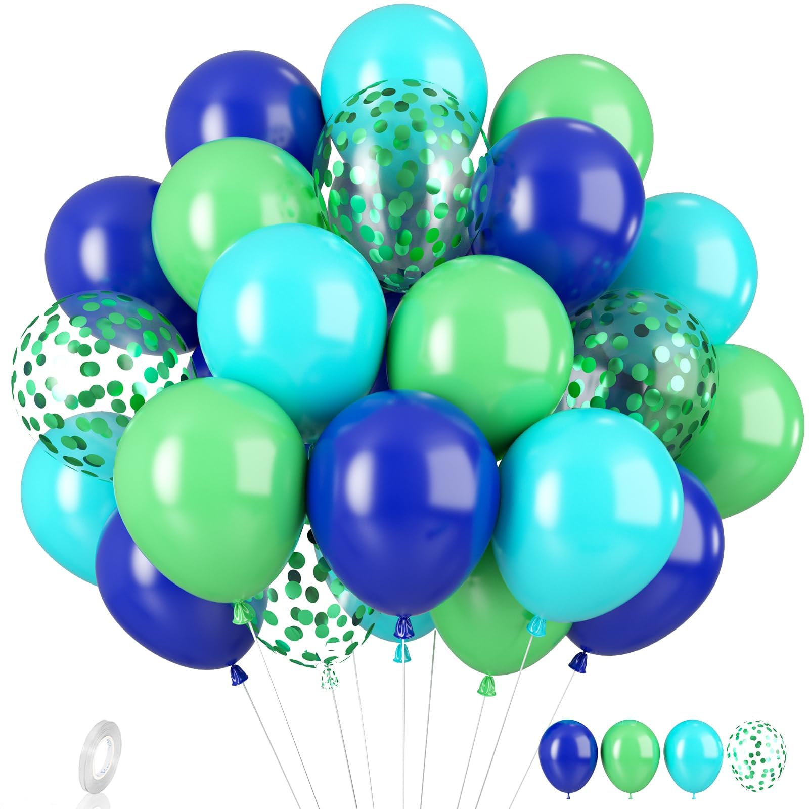 Amazon.com: Blue and Green Balloons, 35pcs Blue and Green Birthday ...