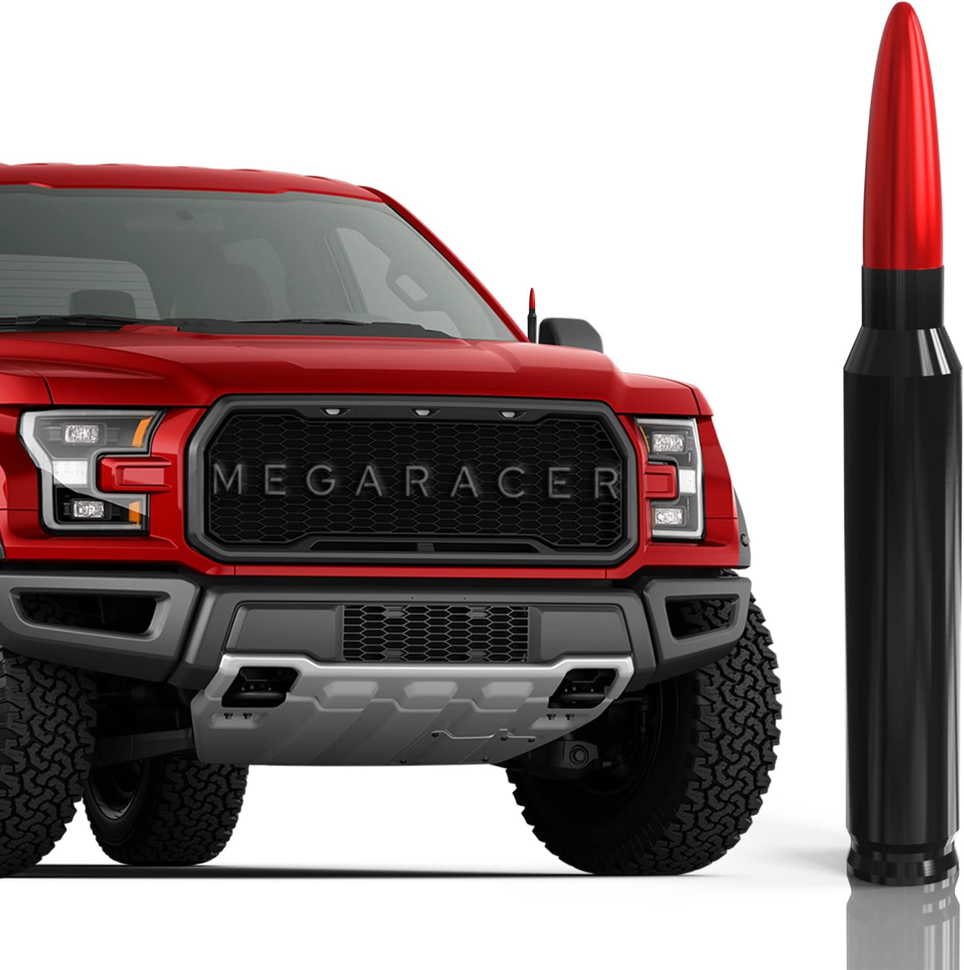 Amazon.com: Mega Racer Black Base with Red Tip Antenna for Trucks, Cars ...