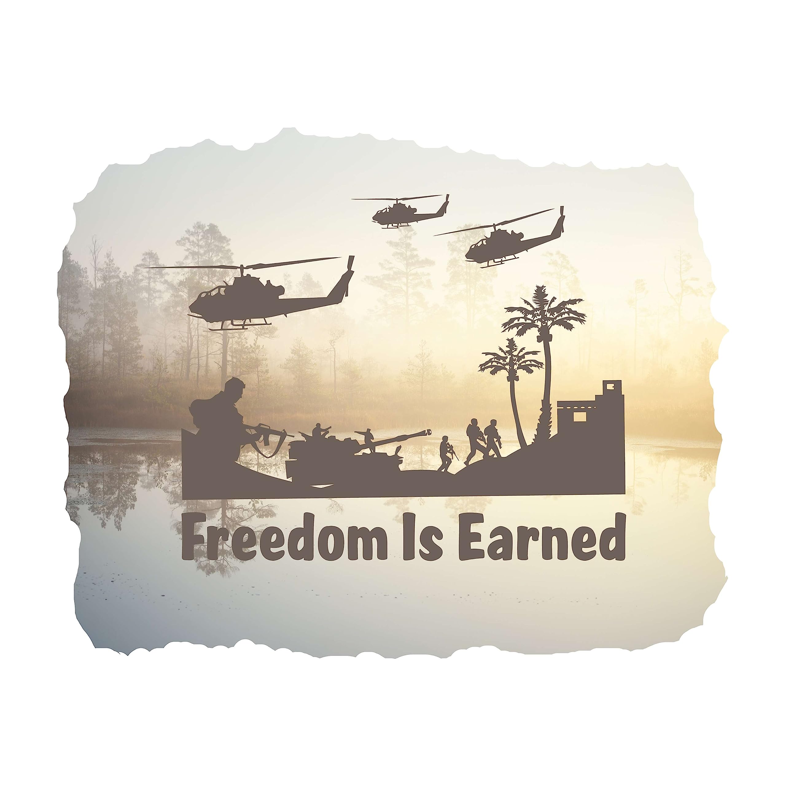 Freedom is Earned War Themed Wall Decal Decoration Fighting Combat ...