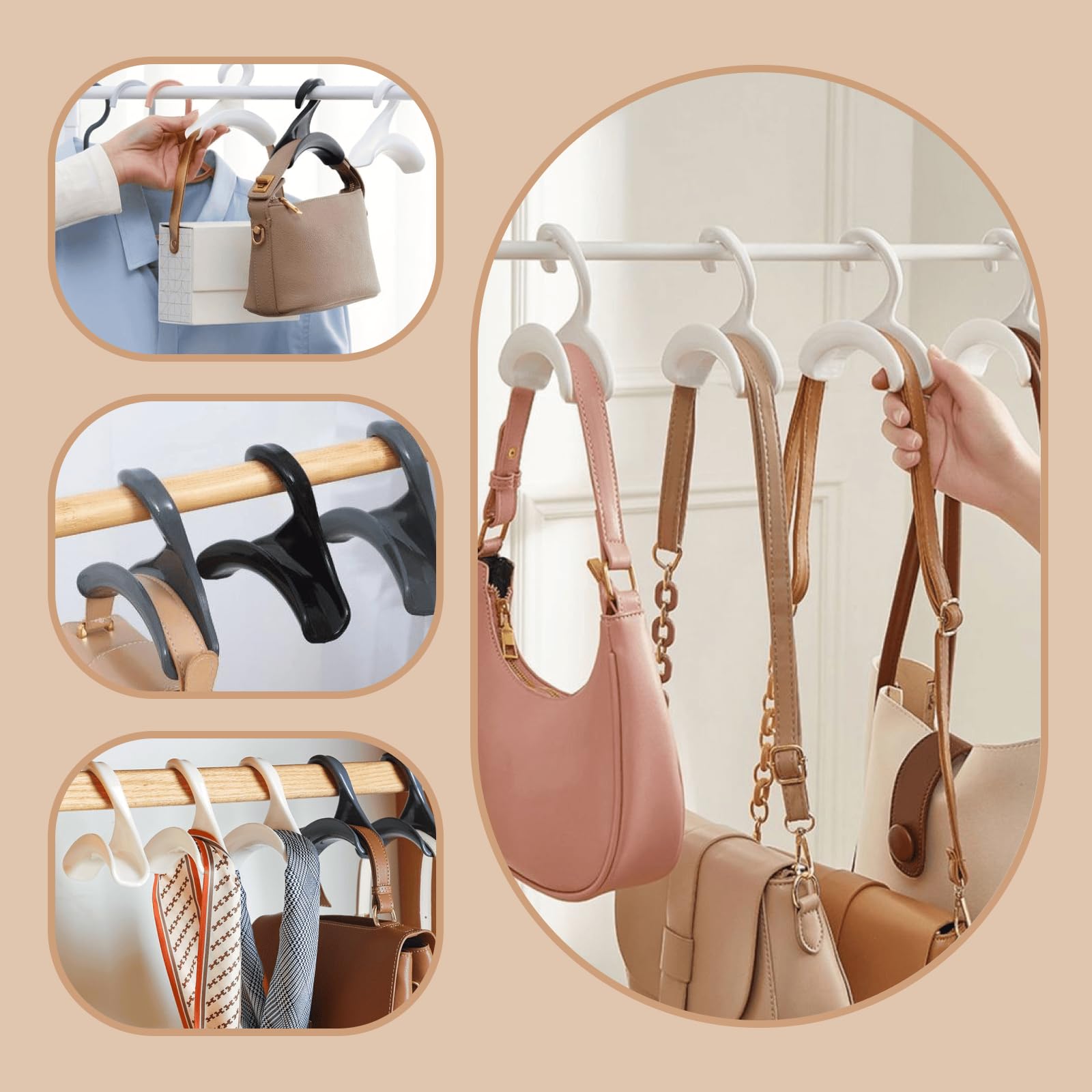 Handbag Storage Hangers 2 Pack Non-Slip Purse Hangers - Space Saving ...