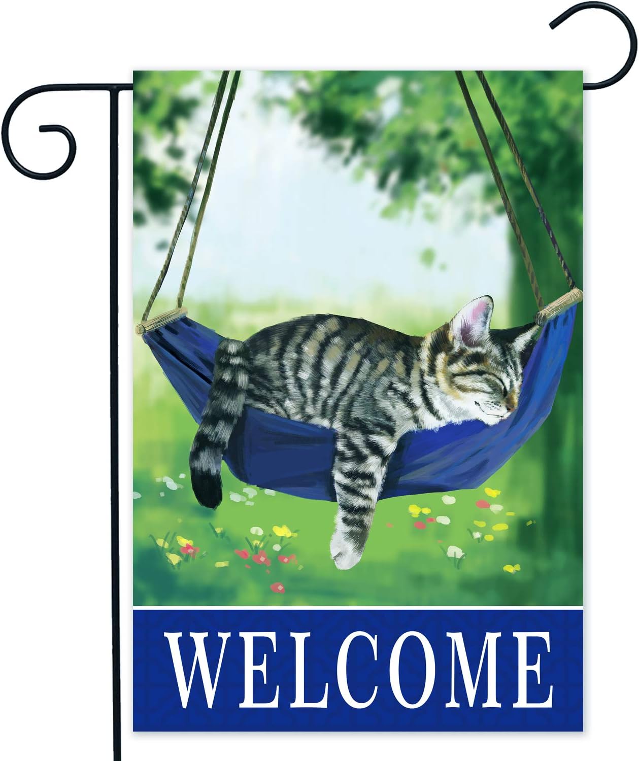Amazon.com : Welcome spring cat garden flags for outside 12x18 ...