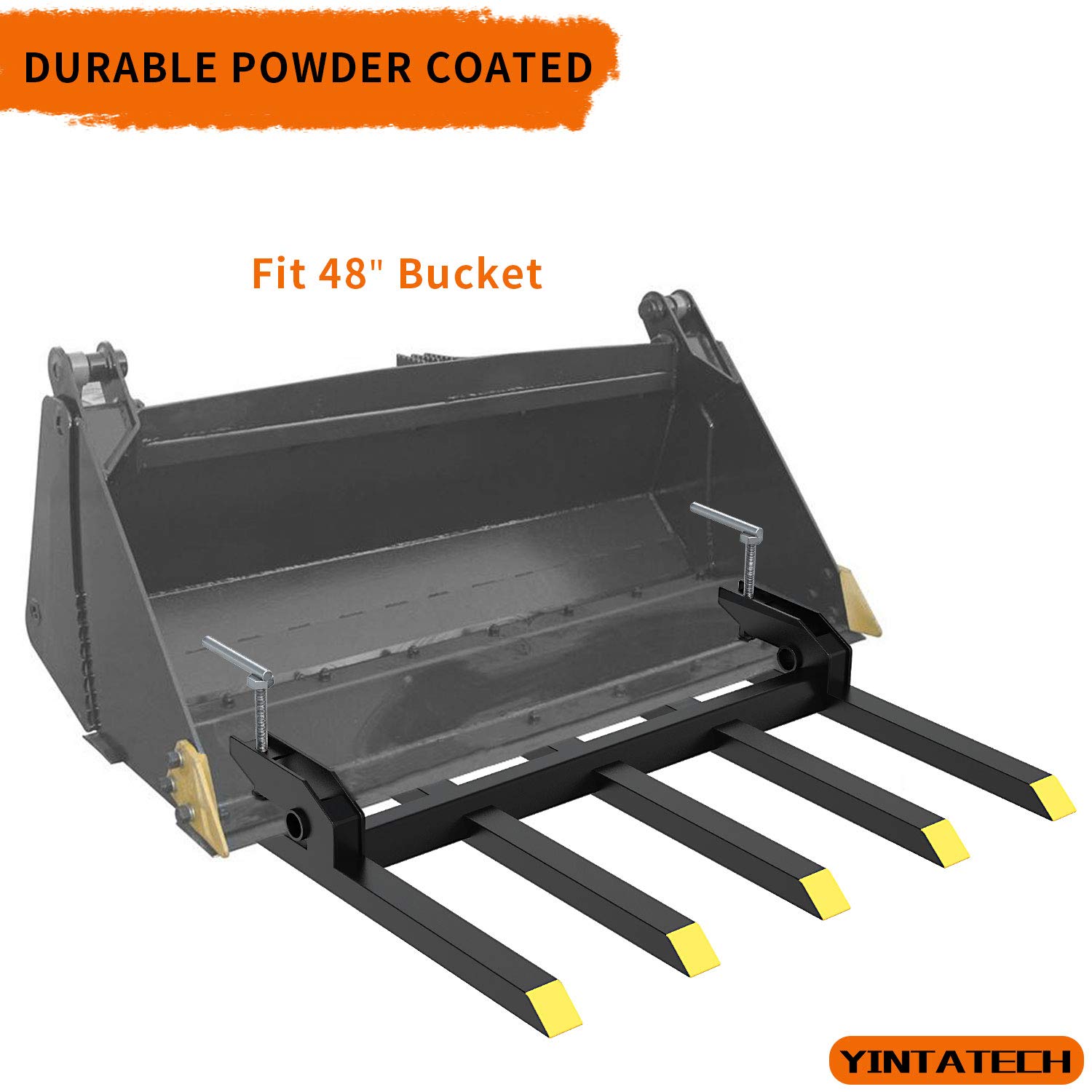Buy YINTATECH Clamp on Debris Forks to 48" Bucket, Heavy Duty Clamp-On ...