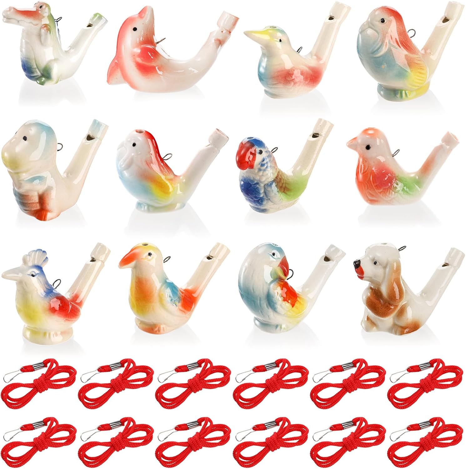 Hedume Set of 12 Ceramic Bird Whistles, Bird Call Toys for Water Play ...