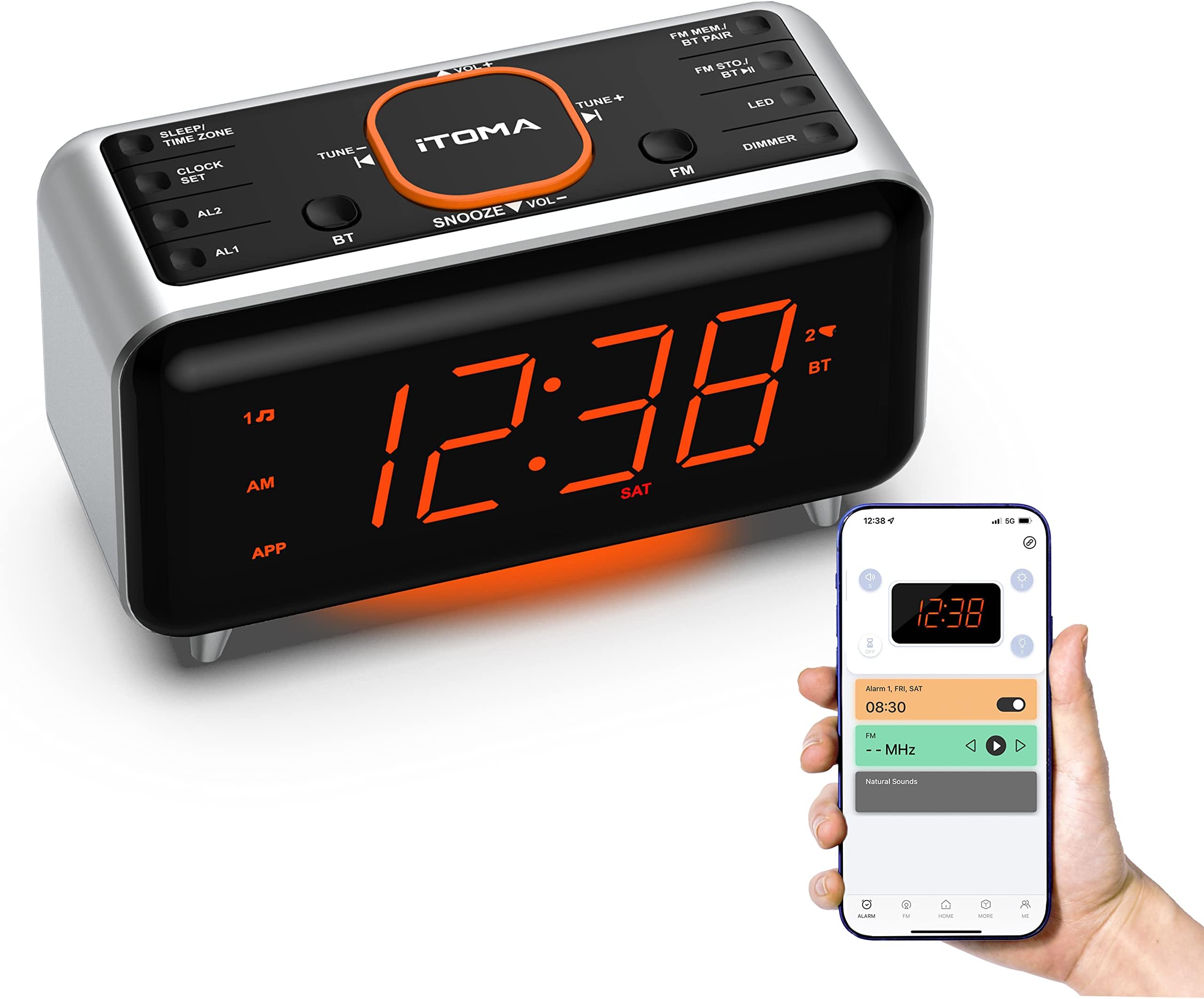 Alarm Clock Radio with Bluetooth, FM Radio, Dual Alarm with Snooze ...