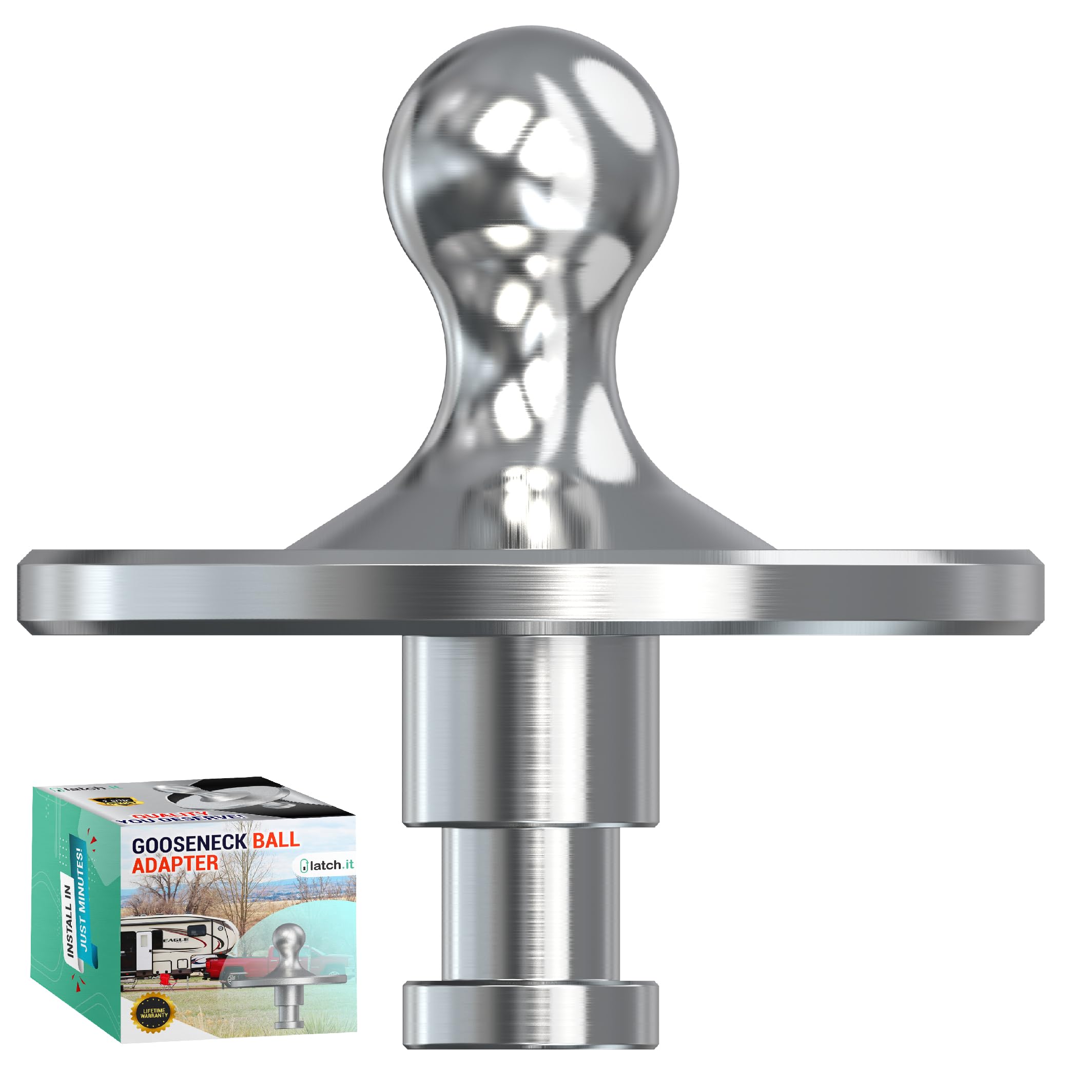LATCH.IT Plate Hitch Ball | 2-5/16” Fifth-Wheel Ball Hitch | Gooseneck ...
