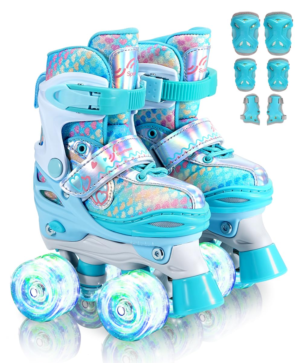 Amazon.com : Sportneer Kids Roller Skates, 4 Adjustable Light up Roller ...