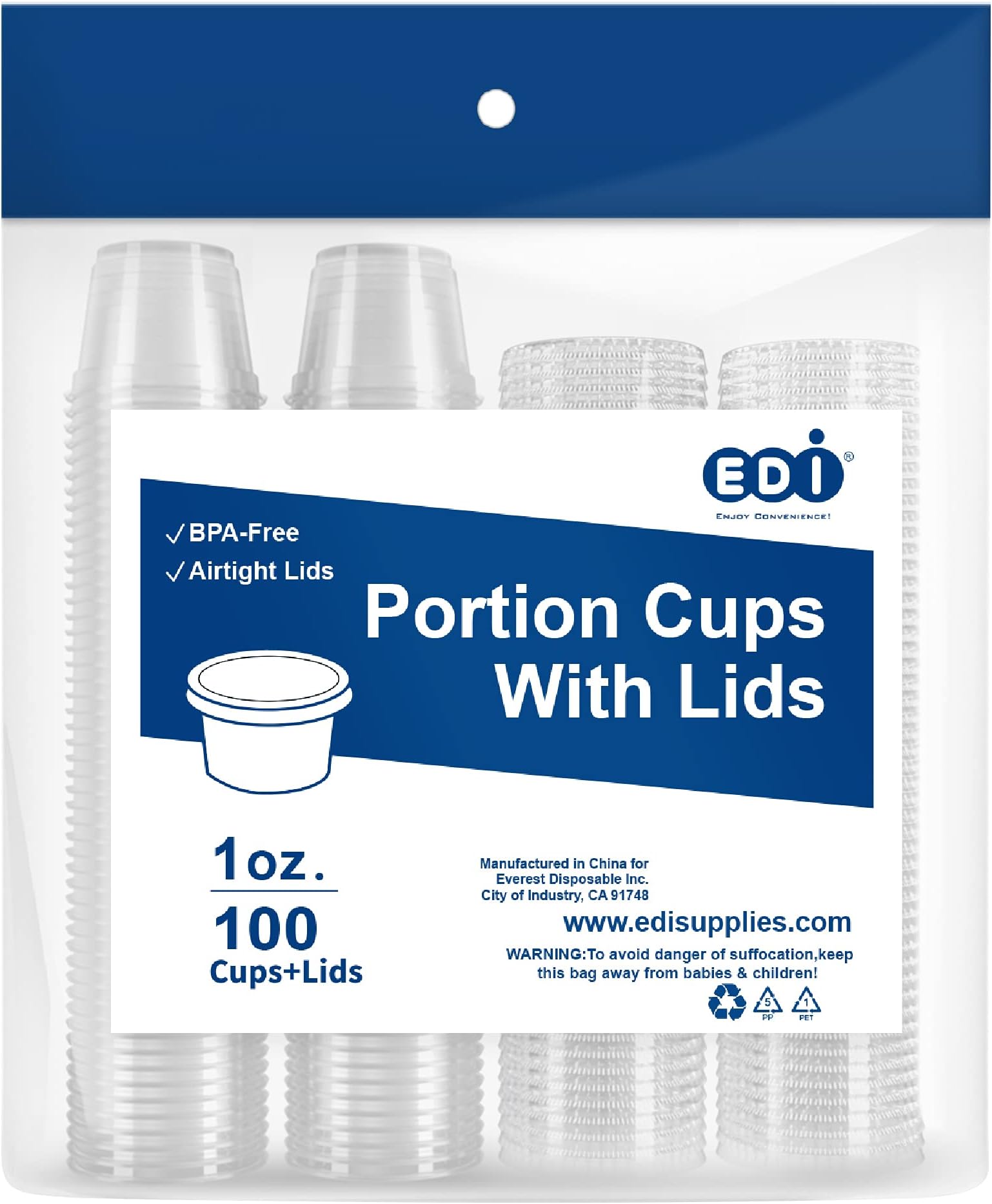 Amazon.com: BUHAYA CARE 100 Crystal Clear Disposable Plastic Portion ...