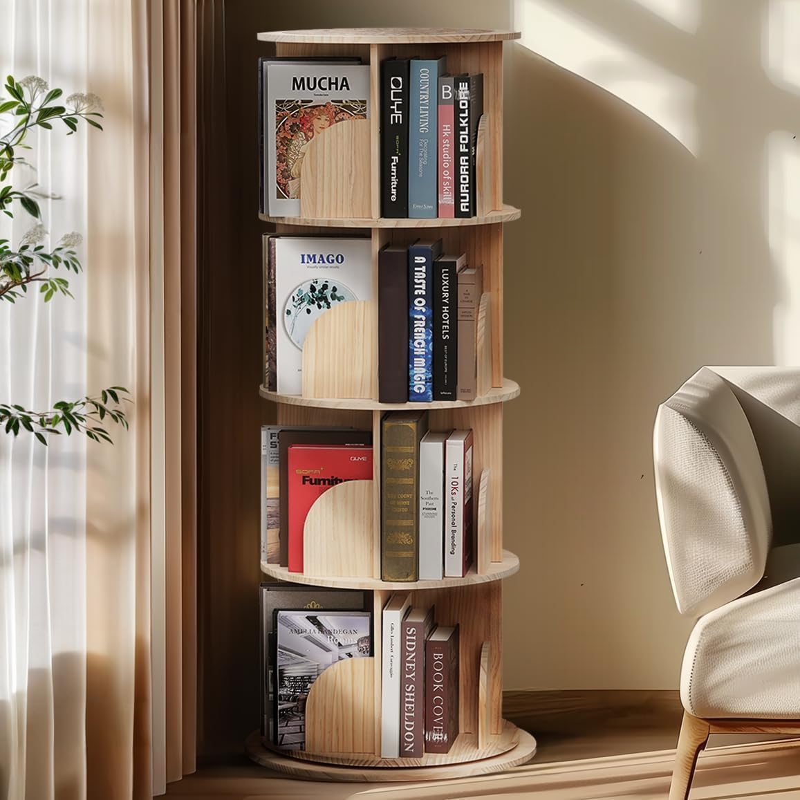 Amazon.com: Cuguords Rotating Bookshelf Tower, 360 Display Spinning ...