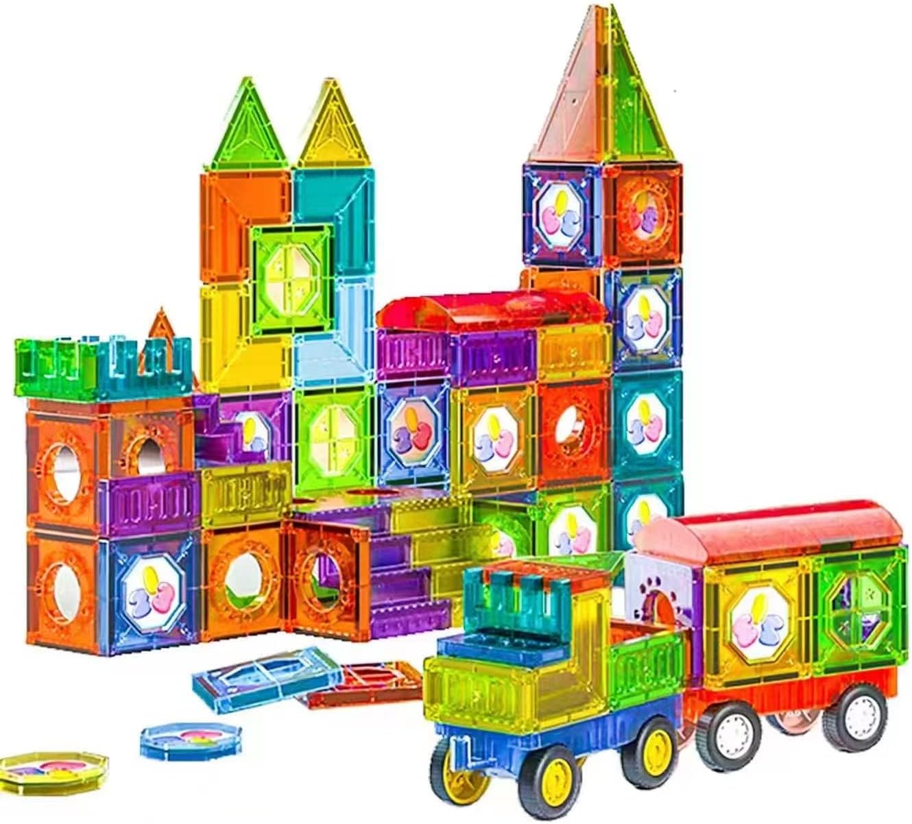 (149PCS) FUROKASO Color Window Magnetic Sheet Toys, 3D Magnetic Tiles ...