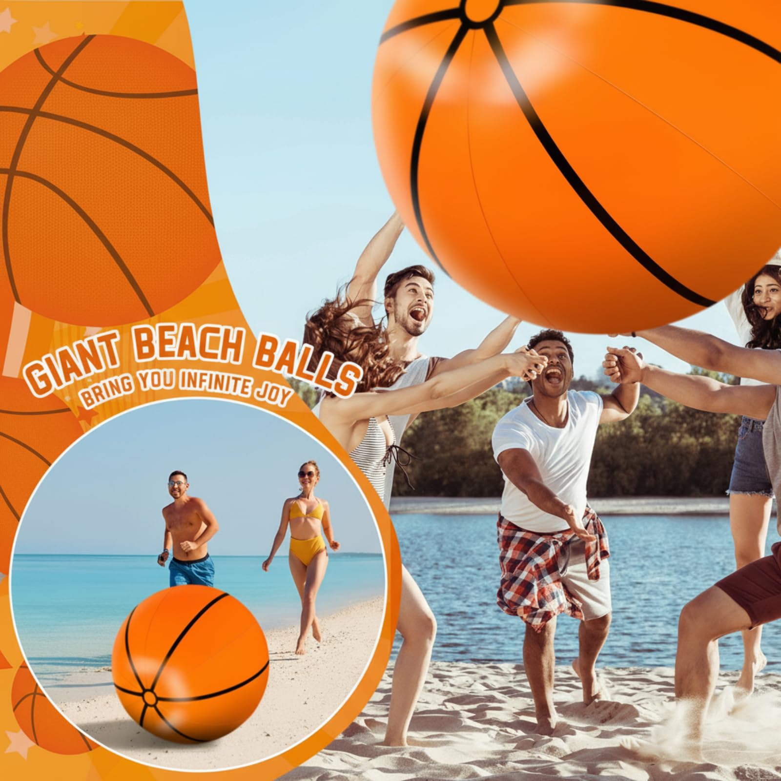 Snapklik.com : 2 Pcs 40 Inch Giant Inflatable Basketball Party Decor ...