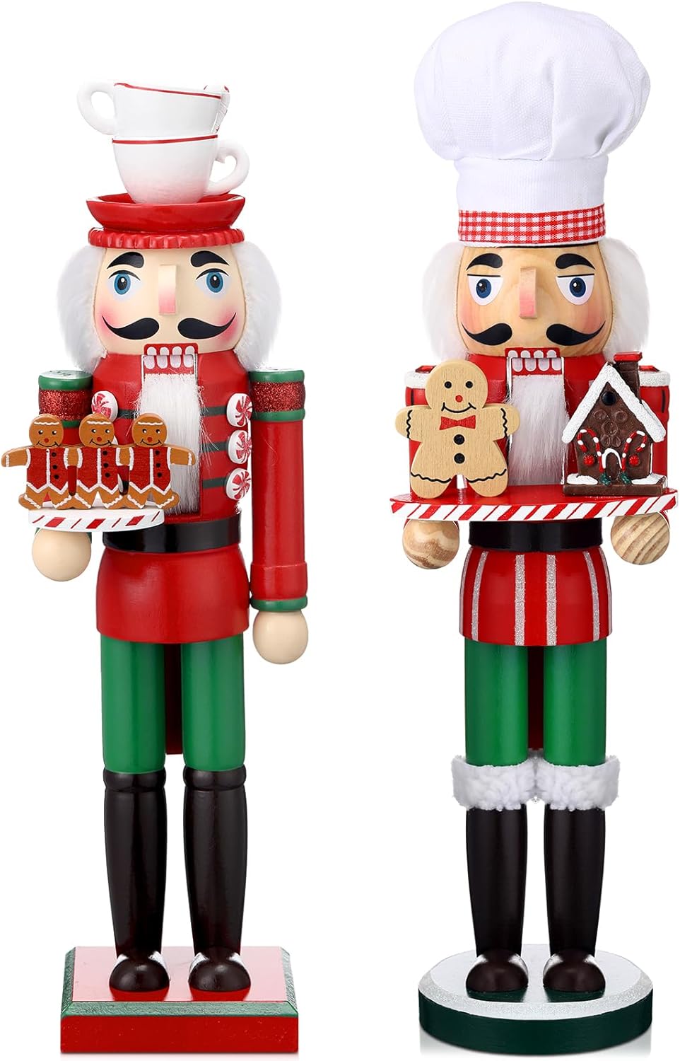Amazon.com: Soaoo 2 Pcs Christmas Nutcracker Ornament 15'' Wooden Nutcracker Figures Traditional ...