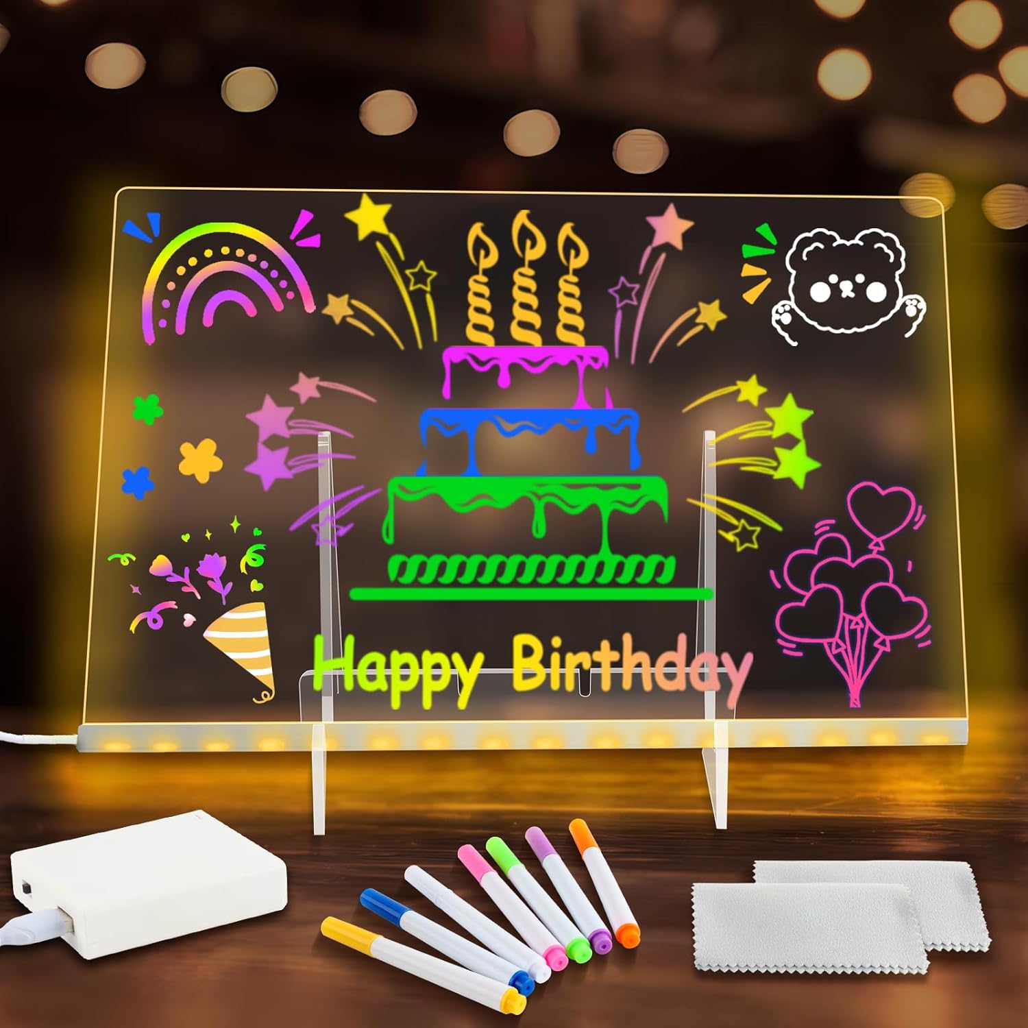Amazon.com : LED Note Board with Colors - Glowing Acrylic Message Board ...