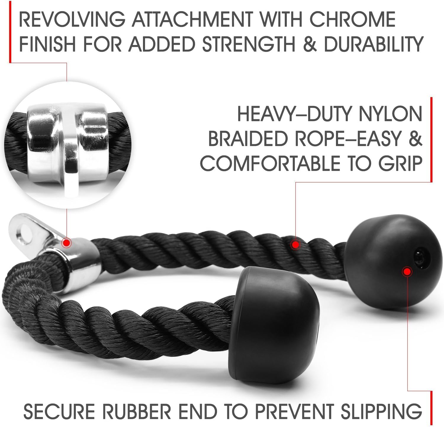 Snapklik.com : Combo Tricep Rope & Single D-Handle For Cable Machine ...