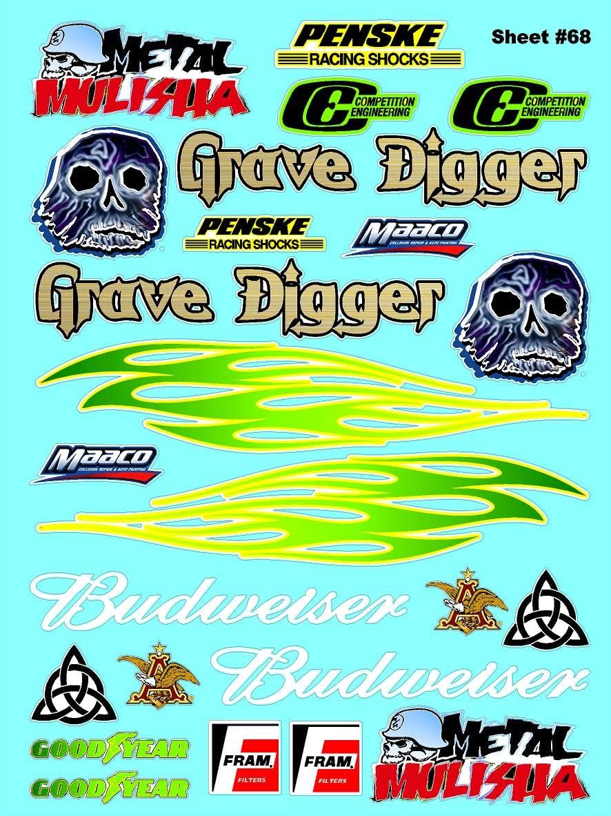Amazon.com: Clear Vinyl Sticker Variety Sheet 68-1/12 to 1/10th Scale R ...