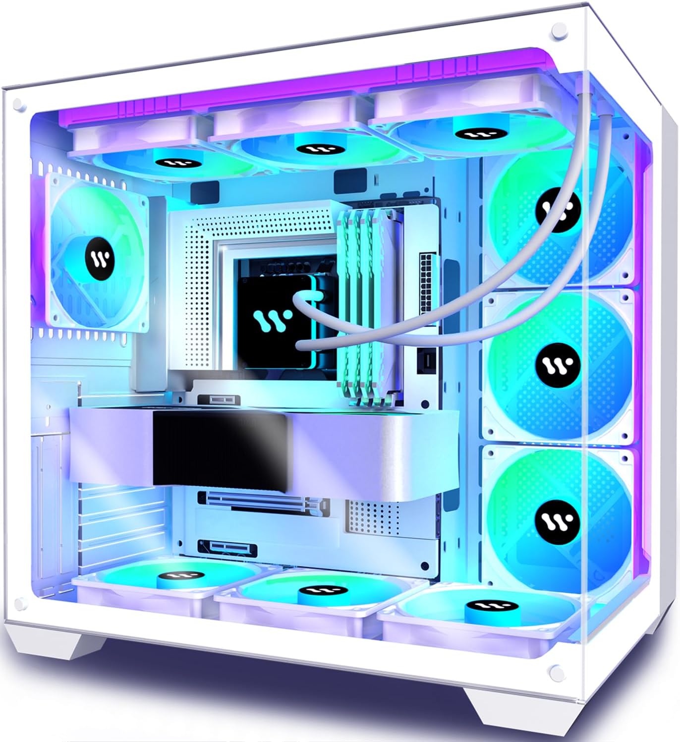 ANSAITE PC Case - Pre-Installed PWM ARGB Fan, ATX Mid-Tower Gaming PC ...