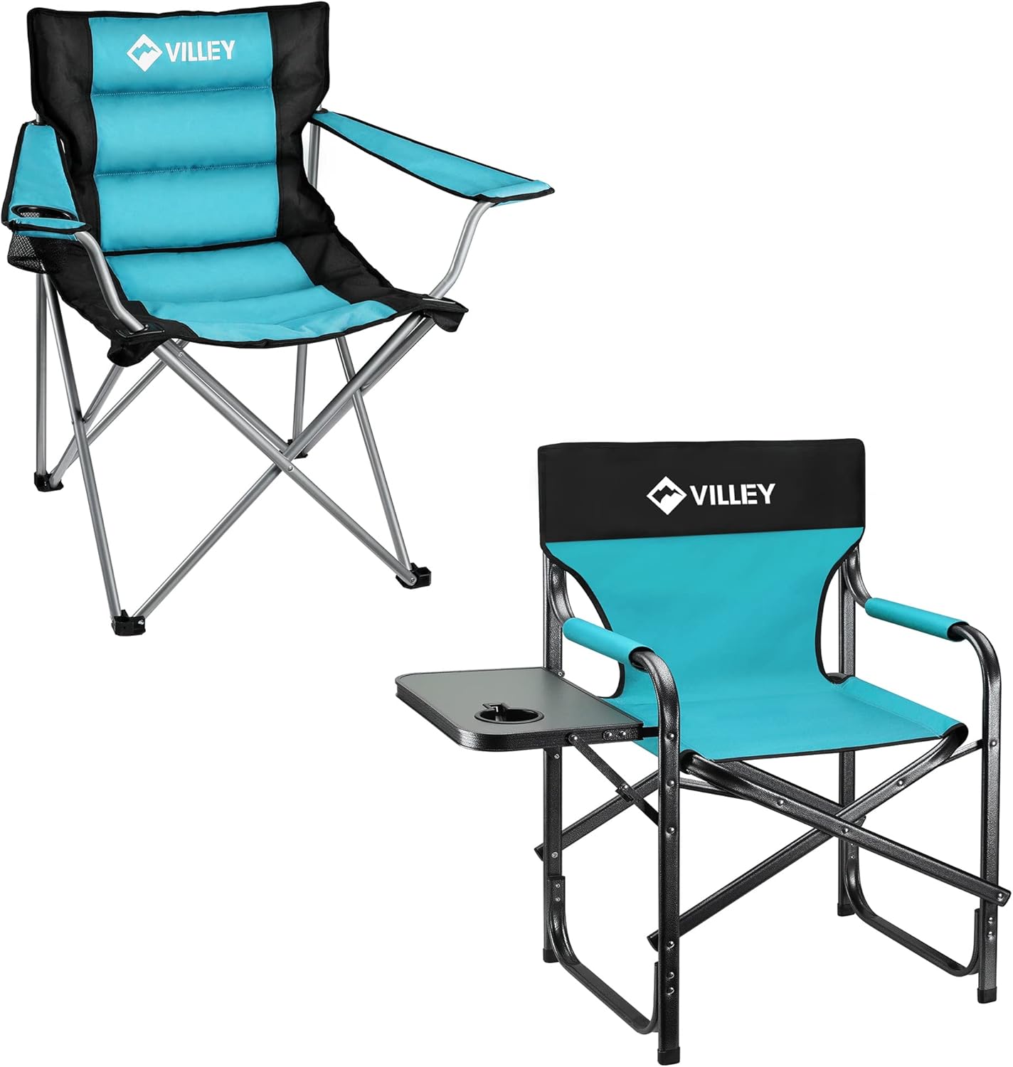 Amazon.com: VILLEY Padded Camping Folding Chair Heavy Duty Directors ...
