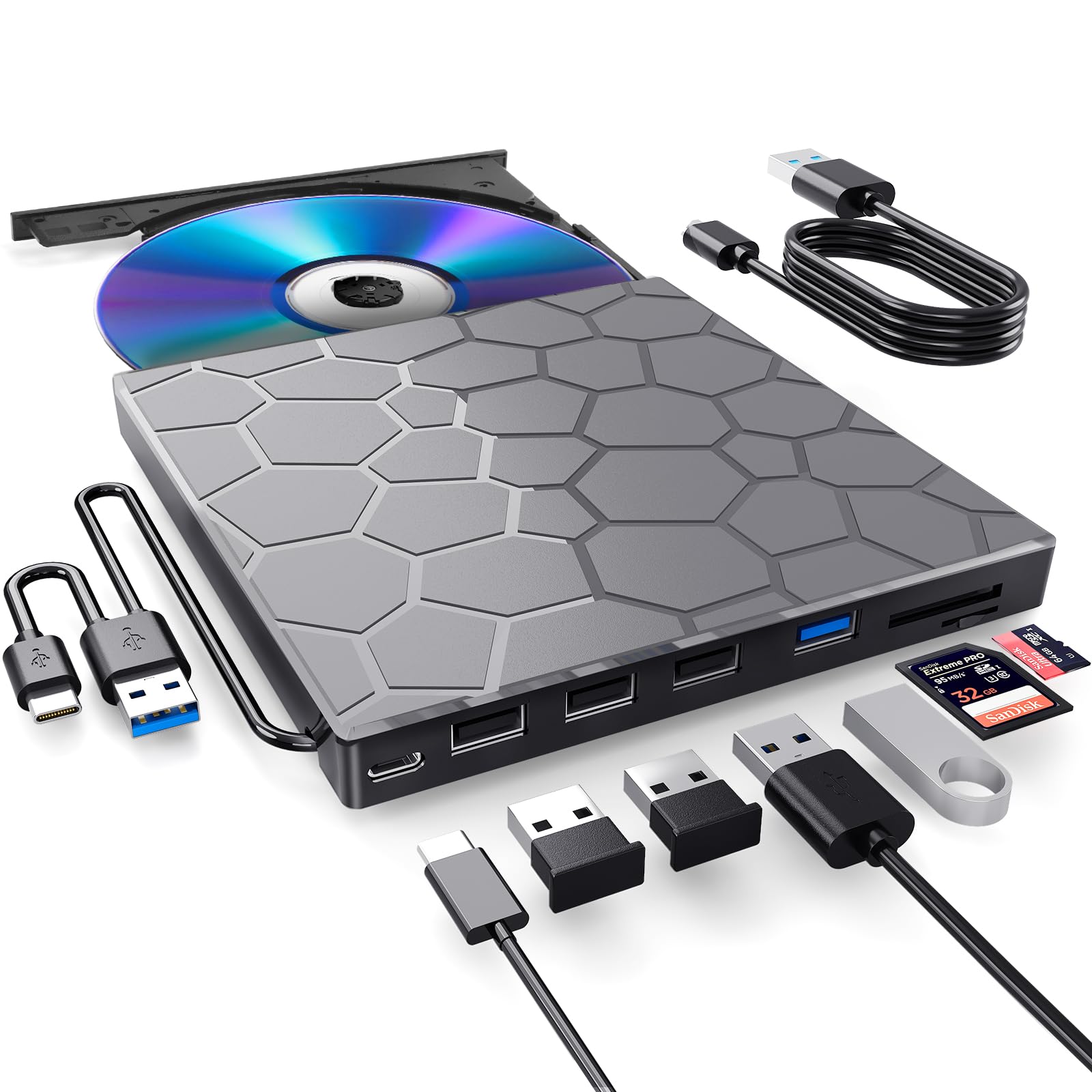 Cdburnerxp Windows 11 External CD/DVD Drive For Laptop, DVD Player For