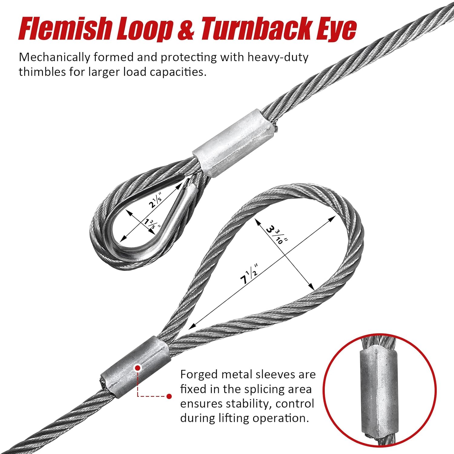 Rigging Rope 1/4" Wire Rope Slings (4 Pack) - Heavy Duty Rigging ...