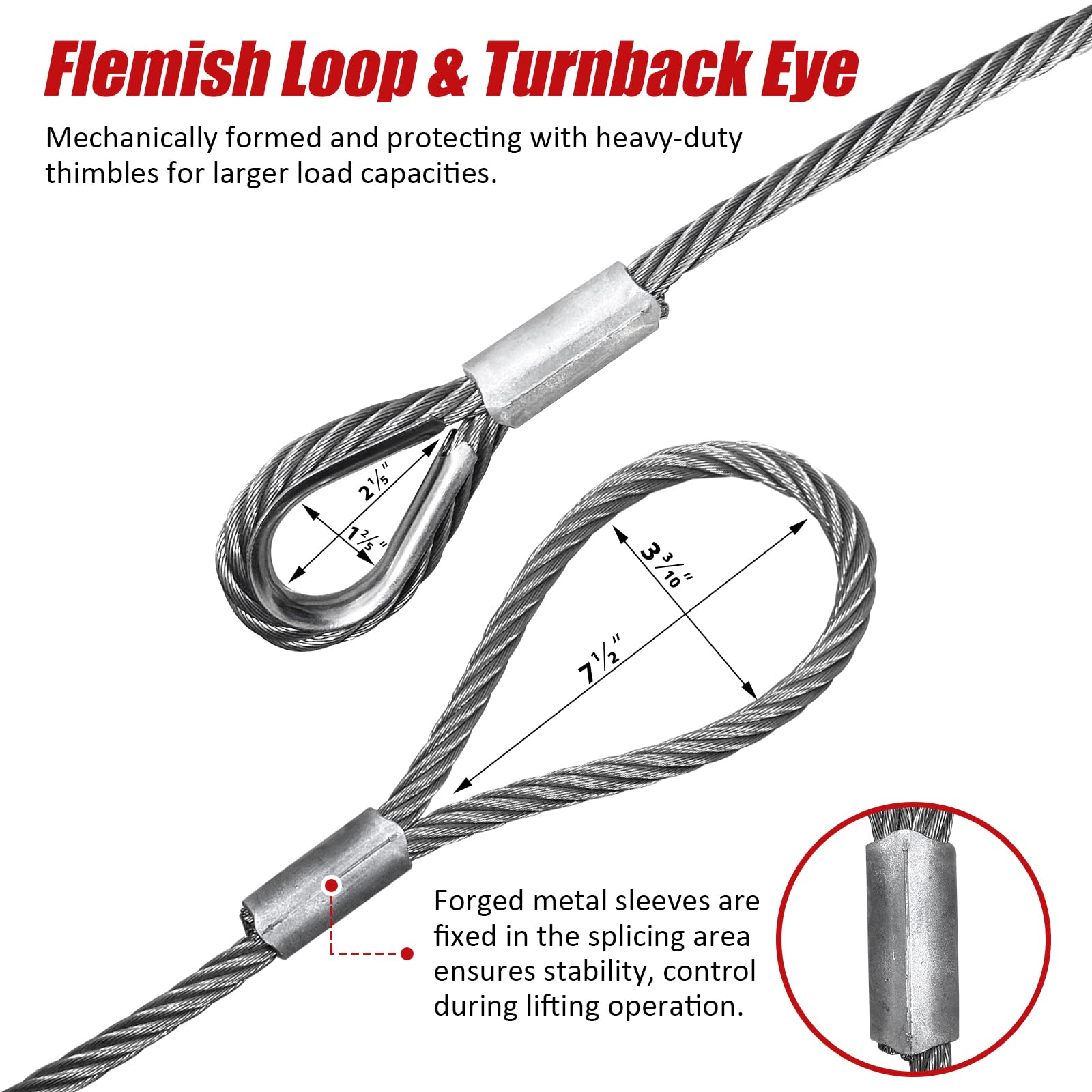Snapklik.com : FITHOIST Single Leg Wire Rope Sling, 103T Steel Log ...