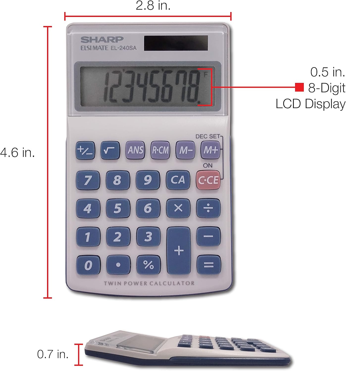 Sharp El240sab El240sb – Calculadora de negocios de mano LCD de 8 ...