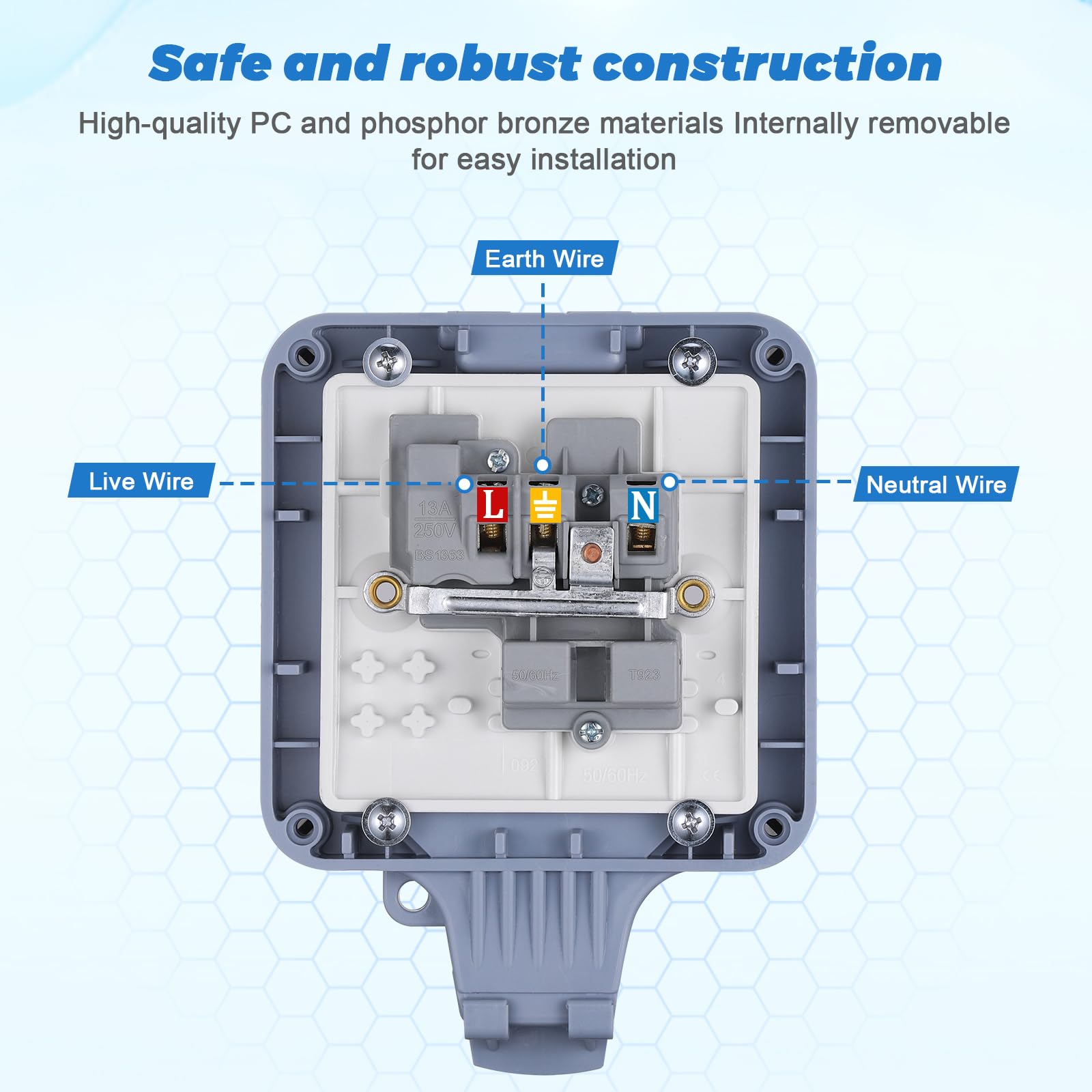 JIZZU Outdoor Plug Sockets Waterproof, Single Plug Socket IP66 with ...