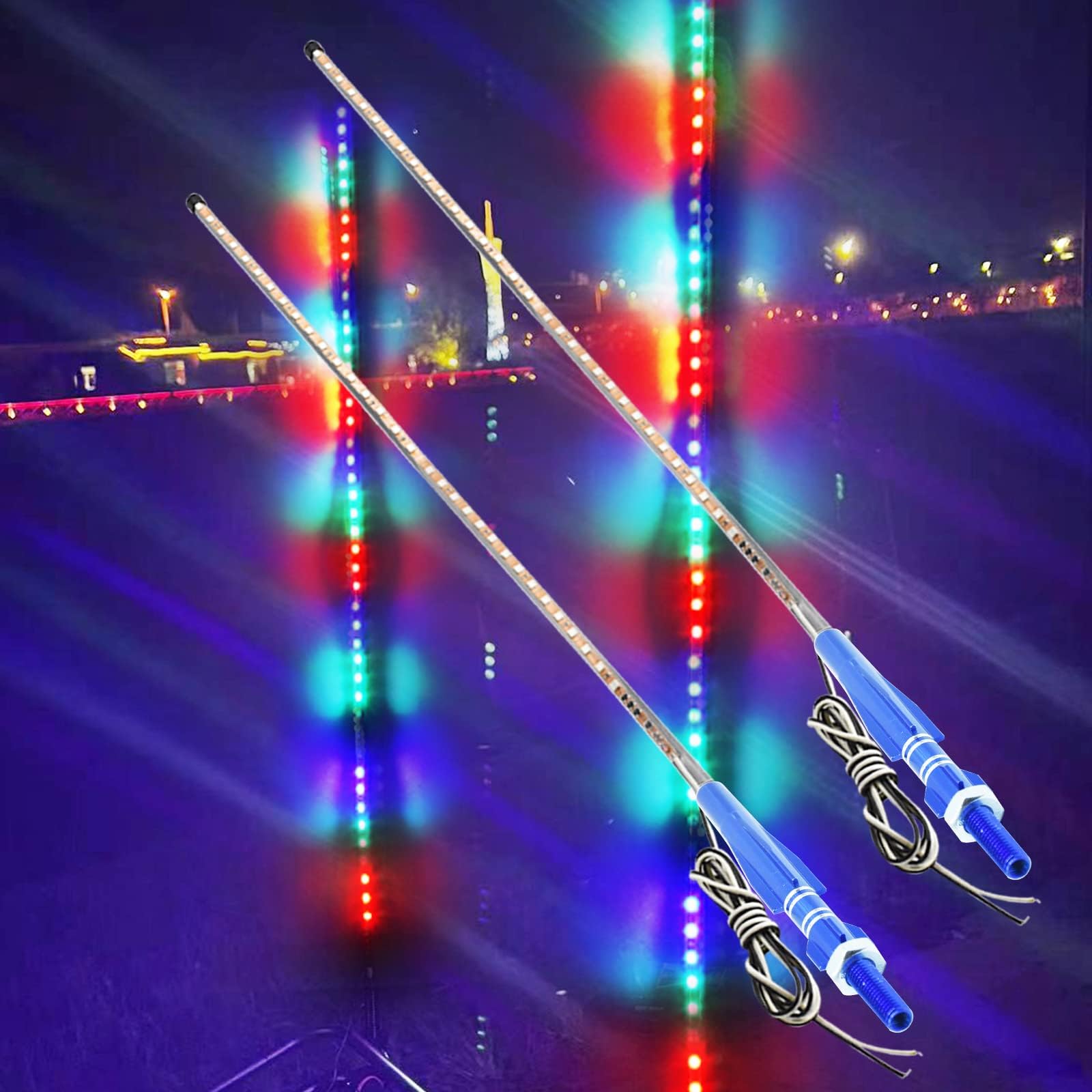 Amazon.com: 2Pcs LED Whip Lights,3.4FT RGB 270° Light Auto Flowing LED ...